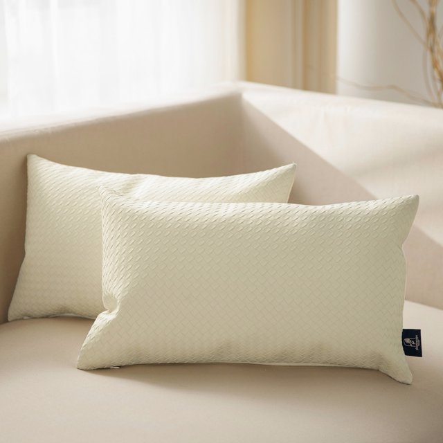 Phantoscope Modern Faux Leather Woven Square Cusion Solid Accent ...