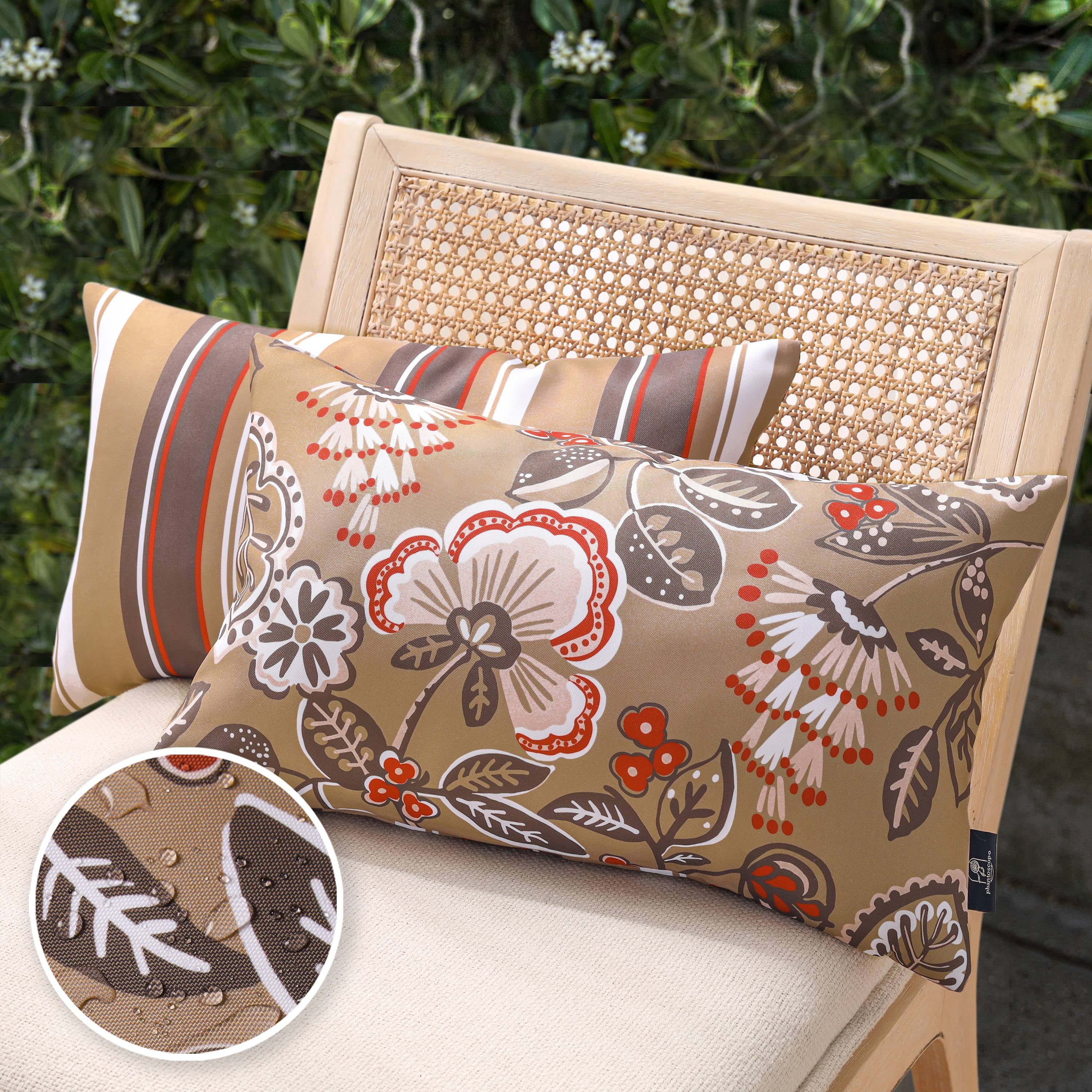 Phantoscope Outdoor Waterproof Floral Printed Decorative Throw Pillow ...
