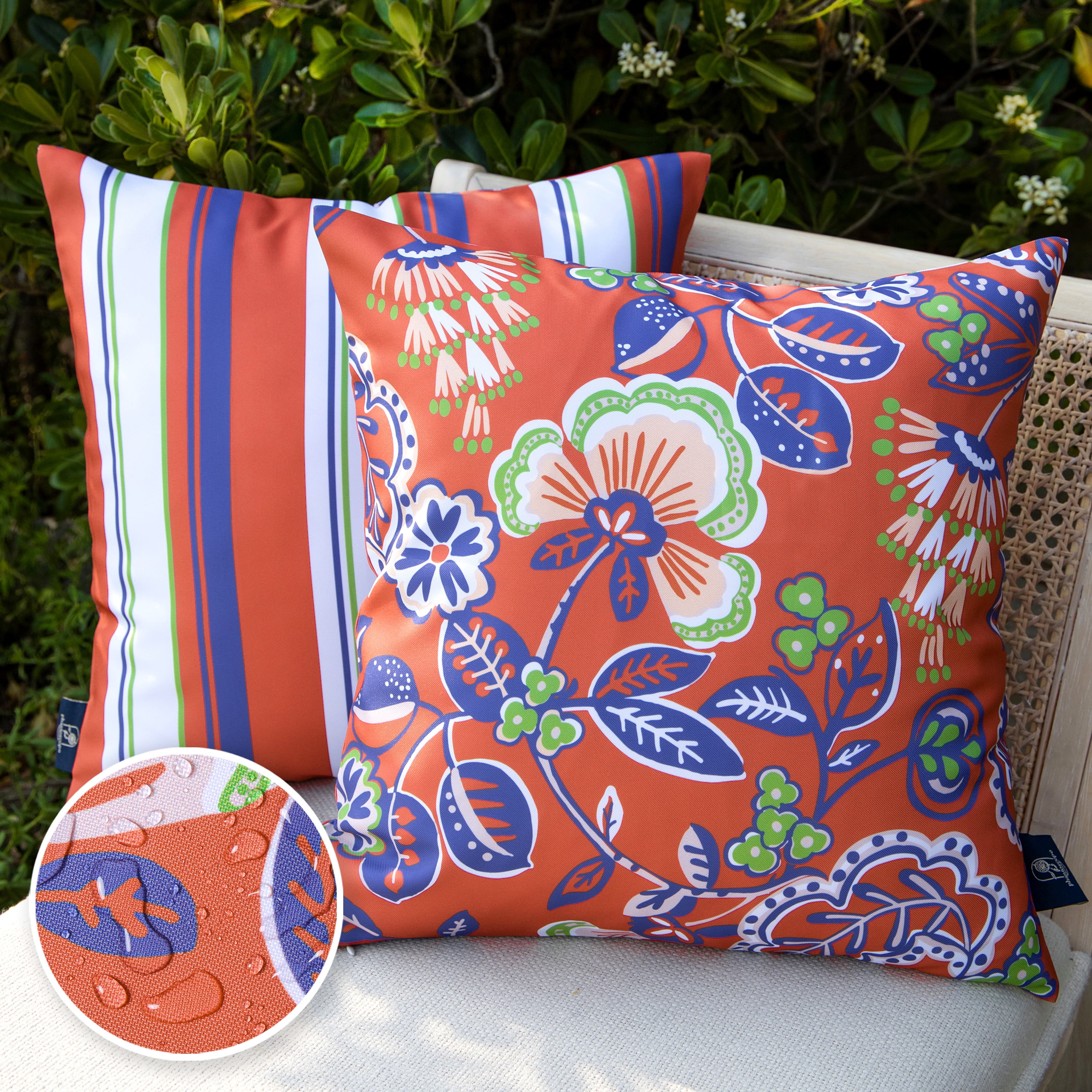 Phantoscope Outdoor Waterproof Floral Printed Decorative Throw Pillow ...