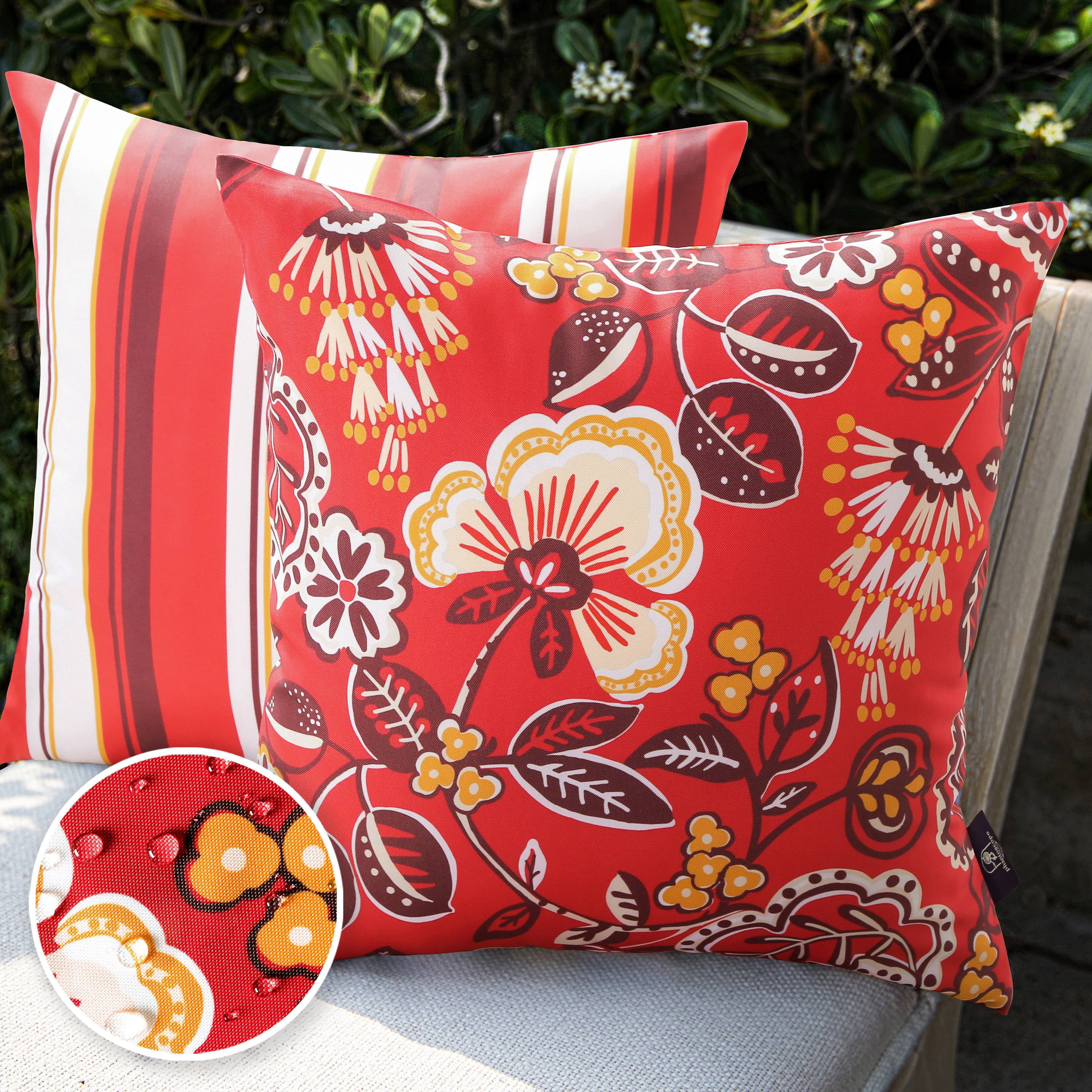 Phantoscope Waterproof Floral Throw Pillow Cover for Indoor/Outdoor ...