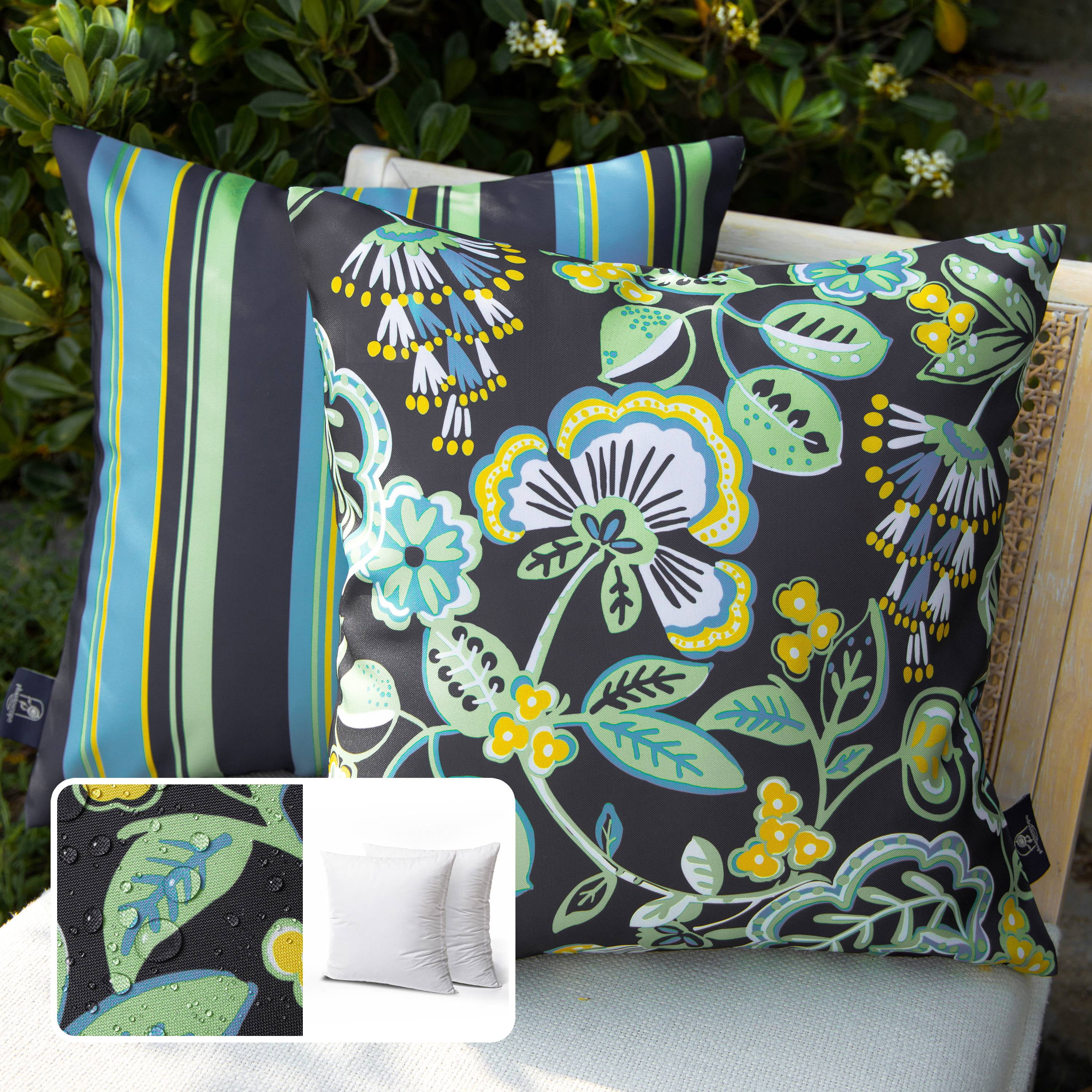 Phantoscope Outdoor Waterproof Floral Printed Decorative Throw Pillow ...