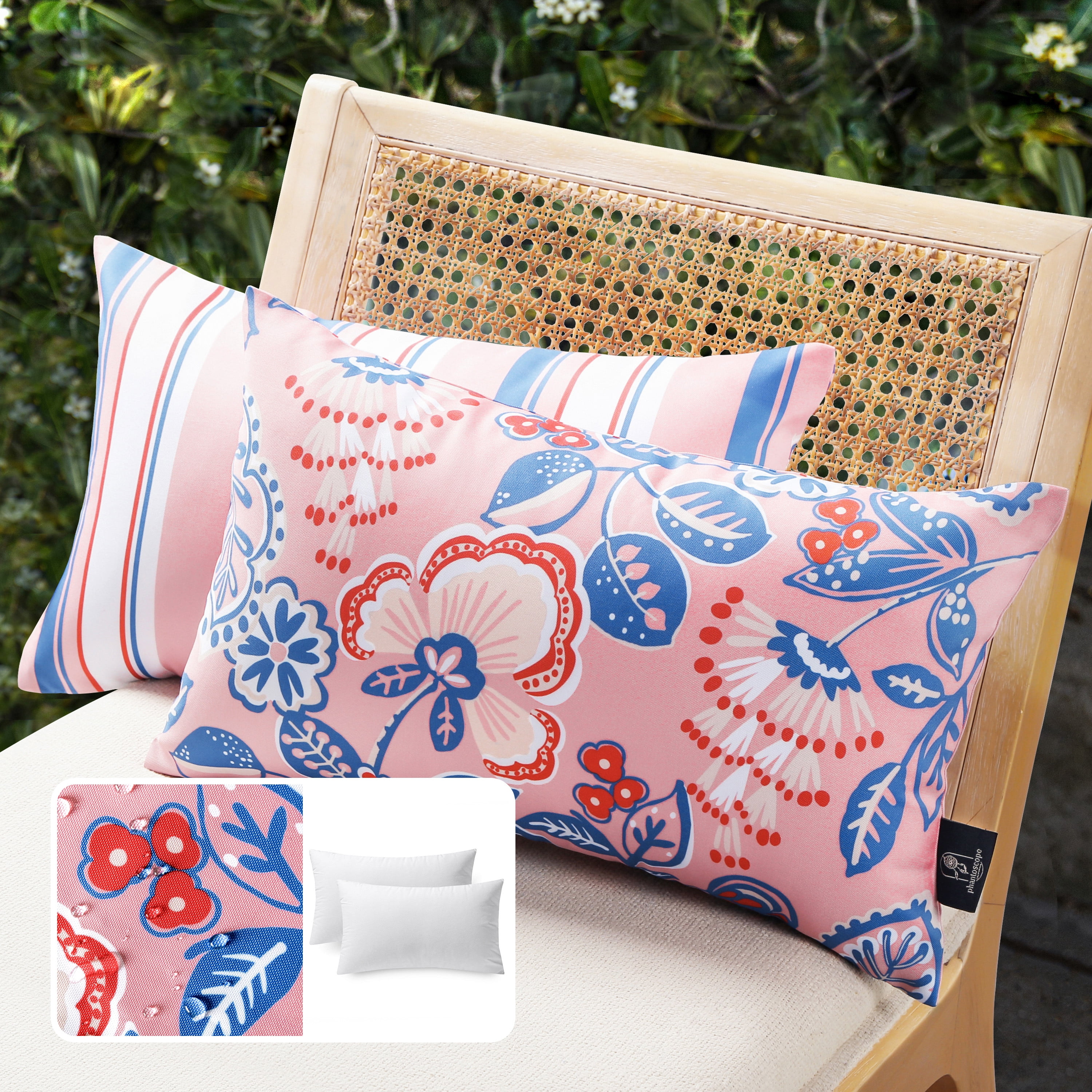 Phantoscope Outdoor Waterproof Floral Printed Decorative Throw Pillow ...