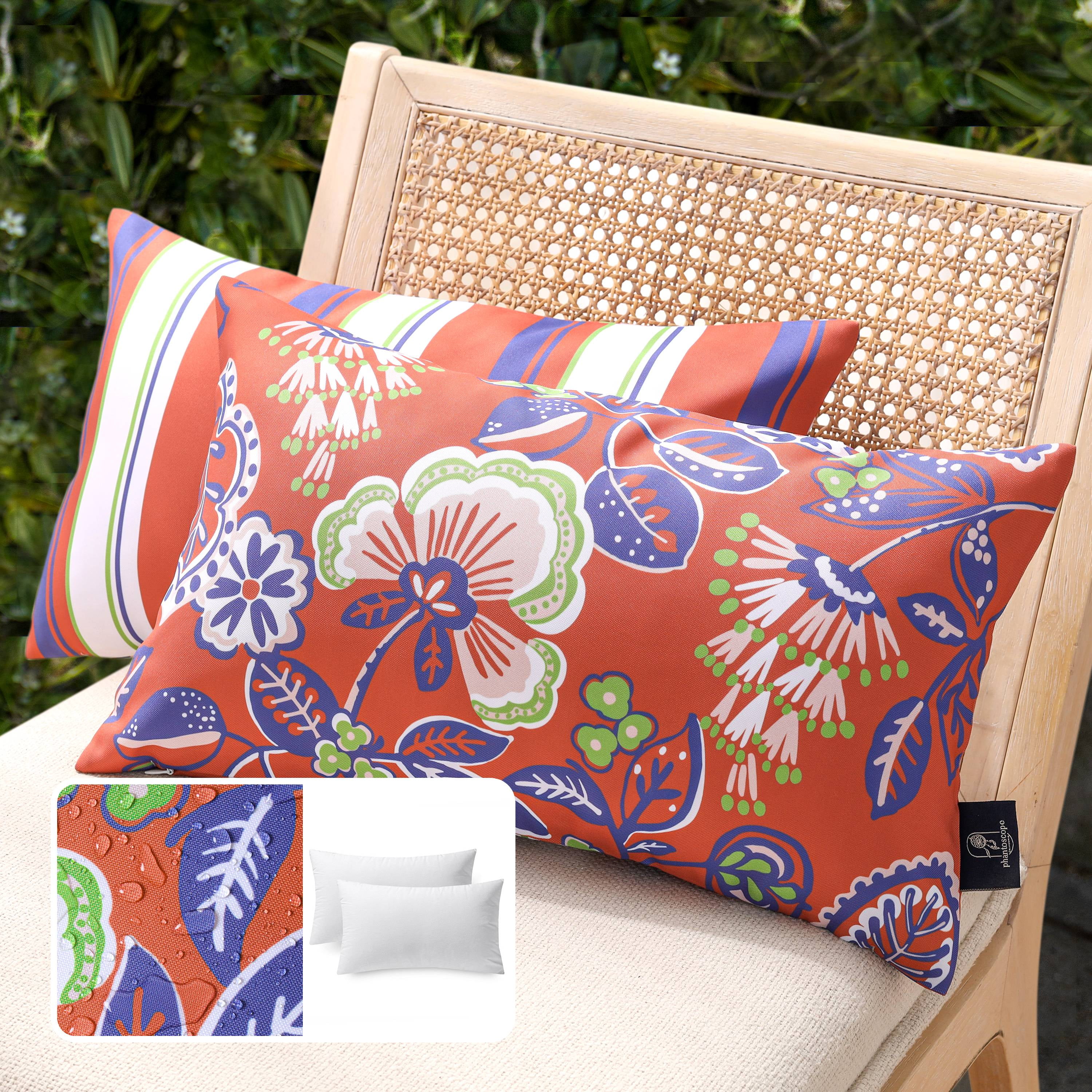 Phantoscope Outdoor Waterproof Floral Printed Decorative Throw Pillow ...