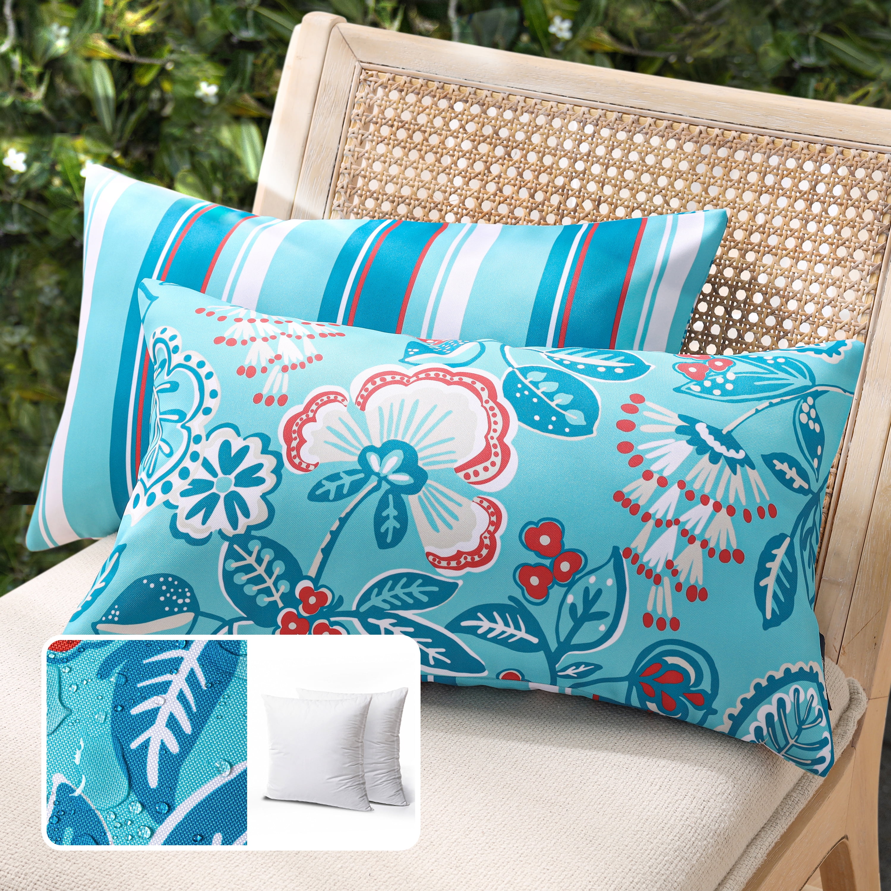 Phantoscope Outdoor Waterproof Floral Printed Decorative Throw Pillow ...