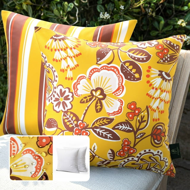 Phantoscope Outdoor Waterproof Floral Printed Decorative Throw Pillow ...