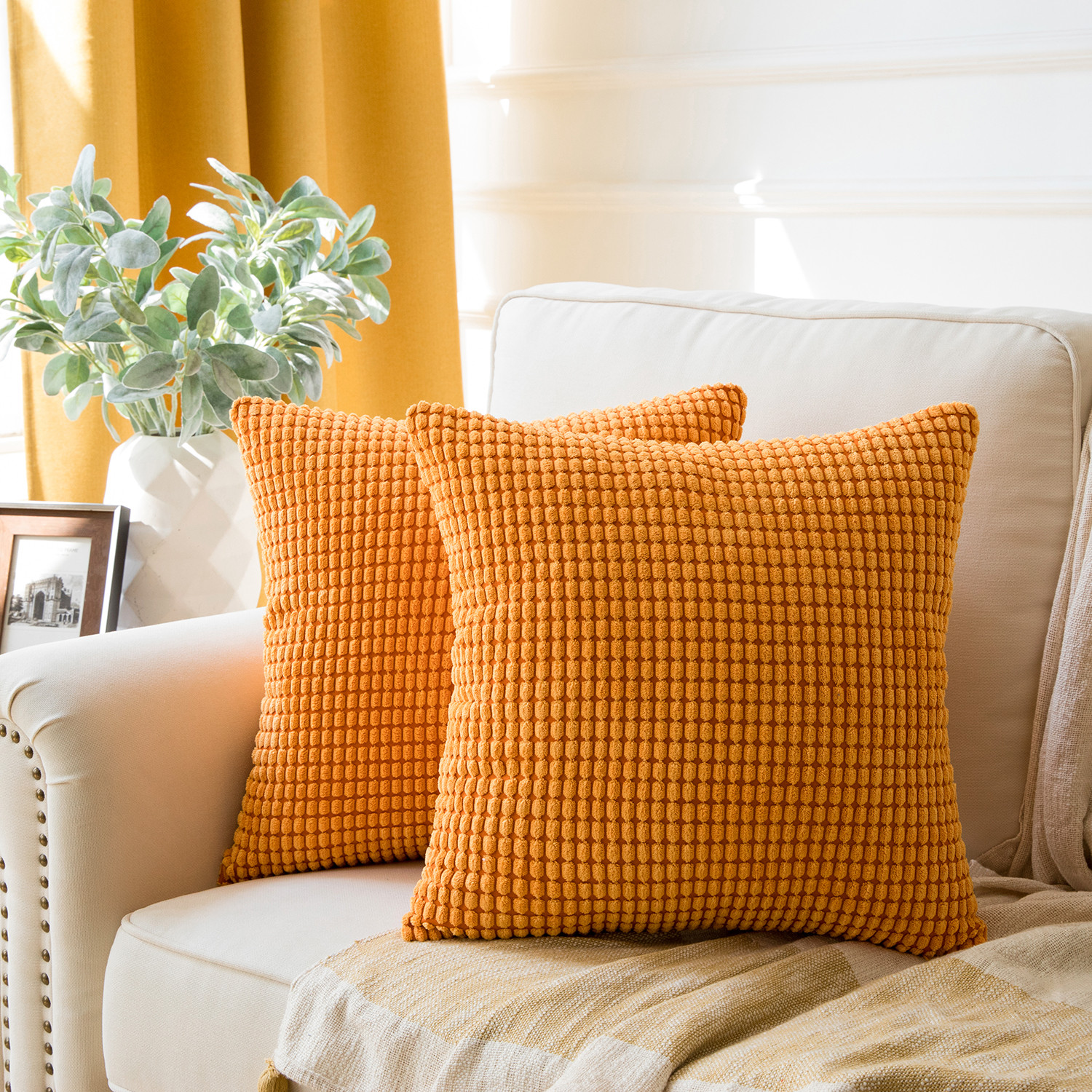 Phantoscope Soft Corduroy Corn Striped Velvet Series Decorative Throw ...