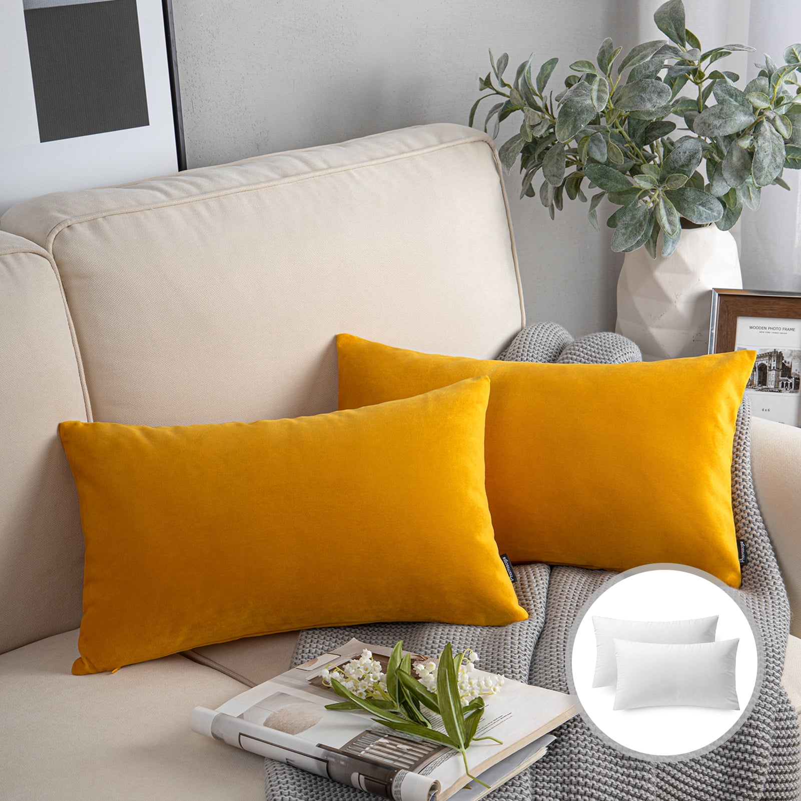 Phantoscope Soft Silky Velvet Series Square Decorative Throw Pillow ...