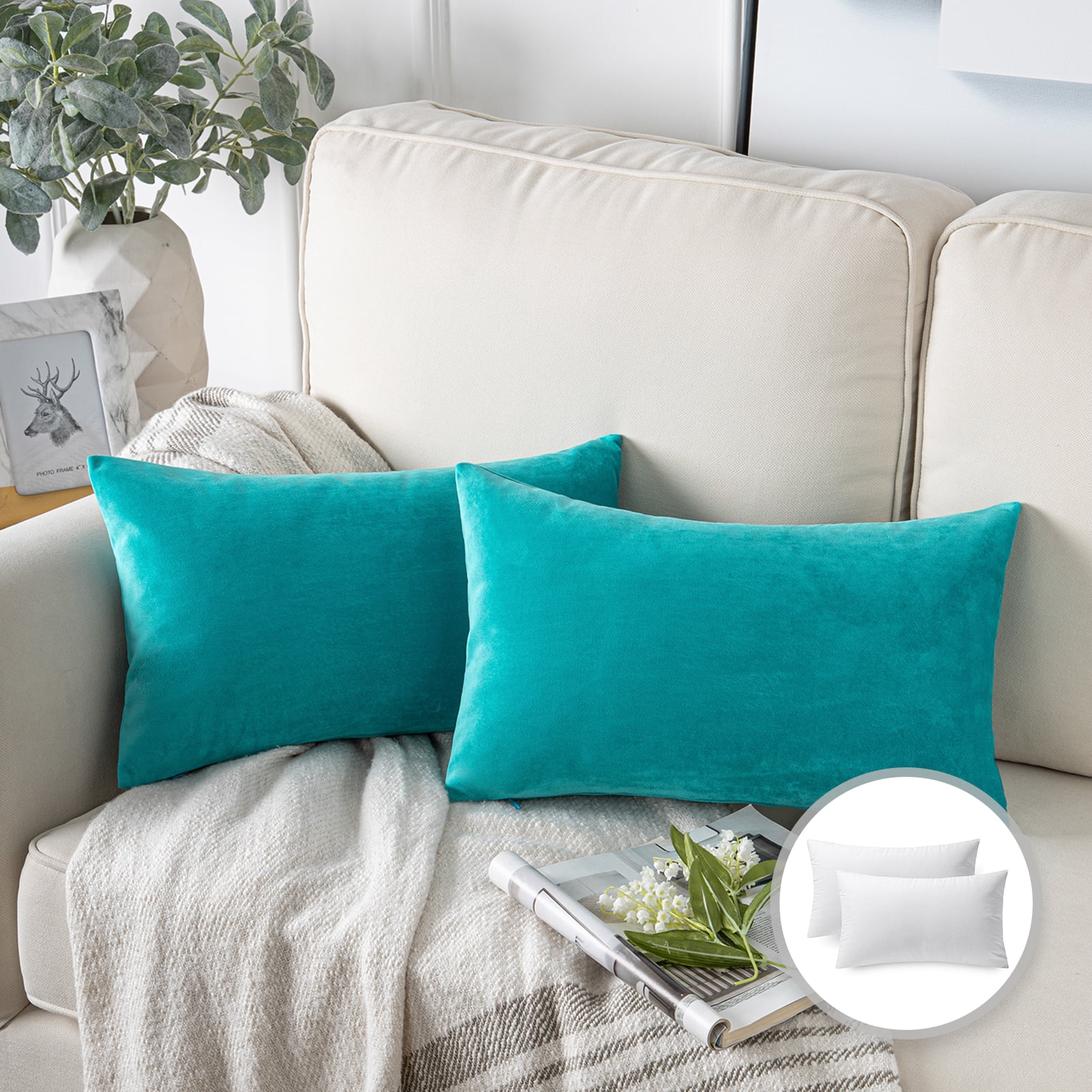 Phantoscope Soft Silky Velvet Series Square Decorative Throw Pillow ...