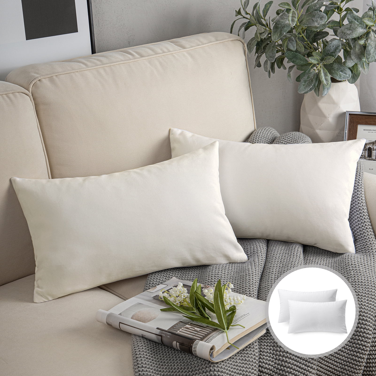 Phantoscope Soft Silky Velvet Series Square Decorative Throw Pillow ...