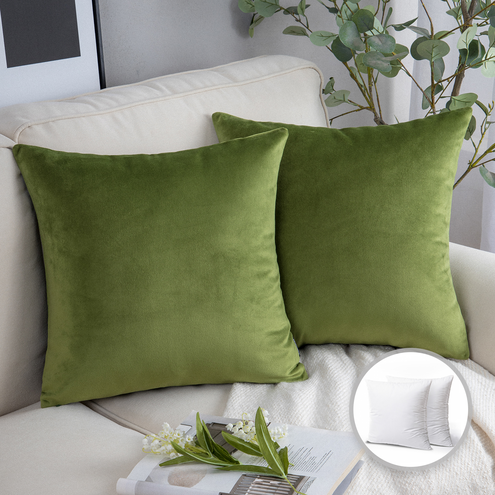 Phantoscope Soft Silky Velvet Series Square Decorative Throw Pillow