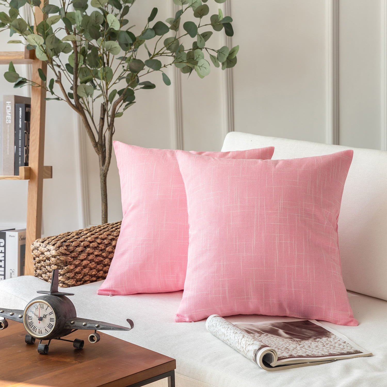 Phantoscope Soft Textured Linen Burlap Series Decorative Throw Pillow ...