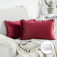 Phantoscope Throw Pillow with Insert，Silky Velvet Series Pom Pom ...