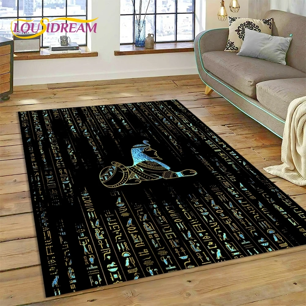 Pharaoh Hieroglyphic Egyptian Mythology Carpet Rug for Bedroom Living ...