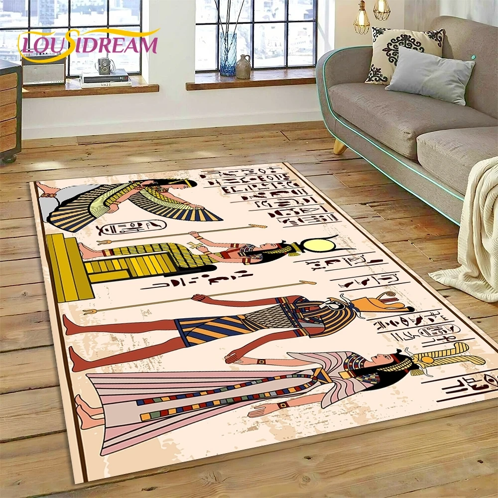 Pharaoh Hieroglyphic Egyptian Mythology Carpet Rug for Bedroom Living ...