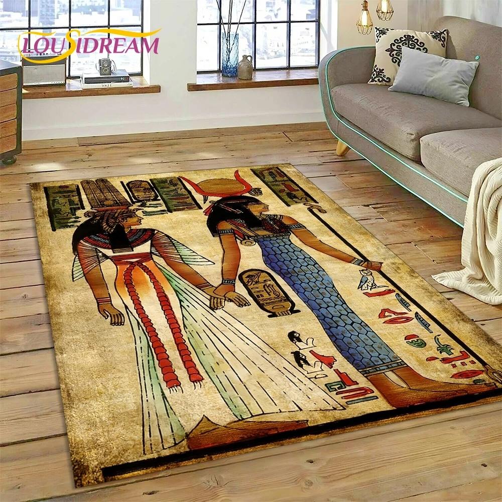 Pharaoh Hieroglyphic Egyptian Mythology Carpet Rug for Bedroom Living ...