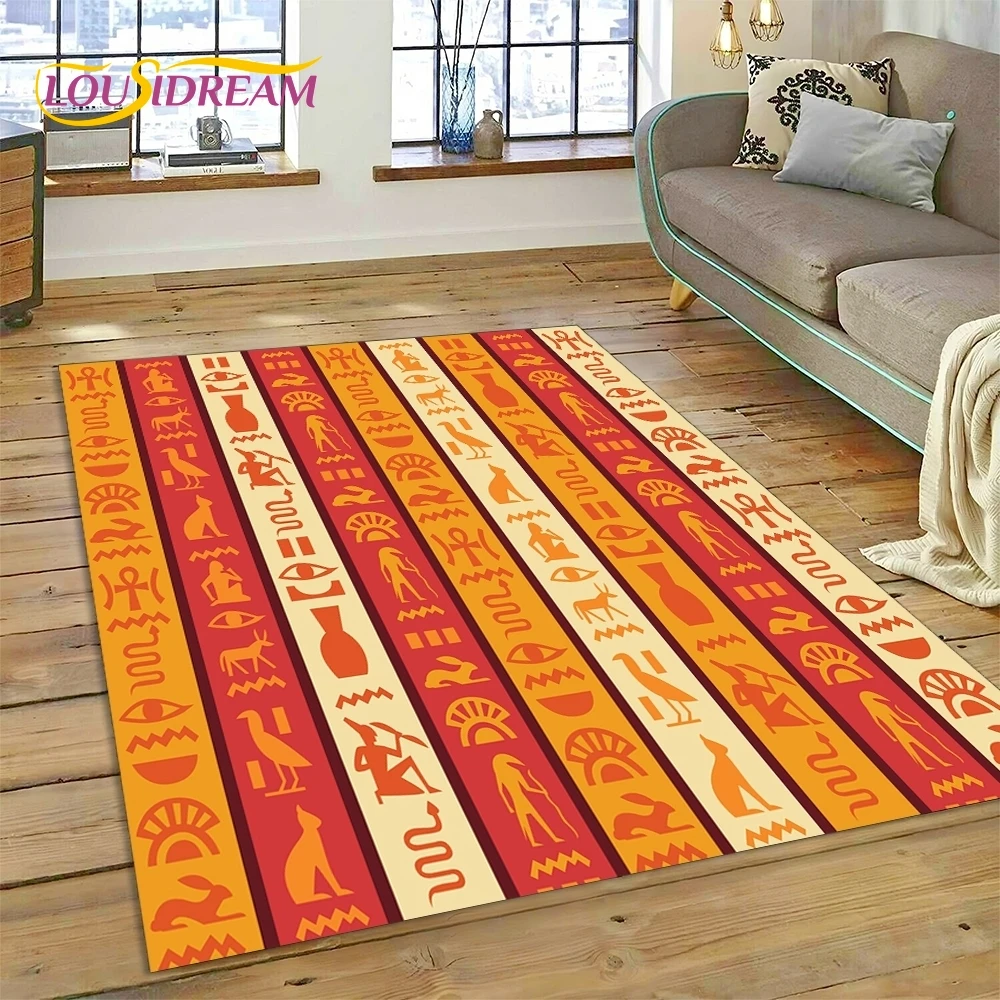 Pharaoh Hieroglyphic Egyptian Mythology Carpet Rug for Bedroom Living ...