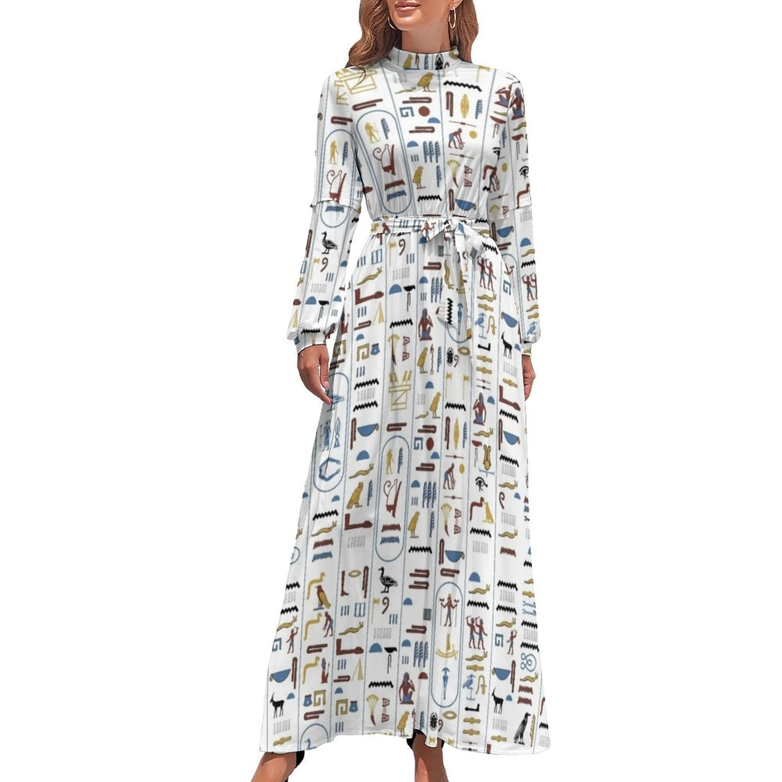 Pharaoh Hieroglyphs Ancient Civilization Egypt Long Dress Clothing ...