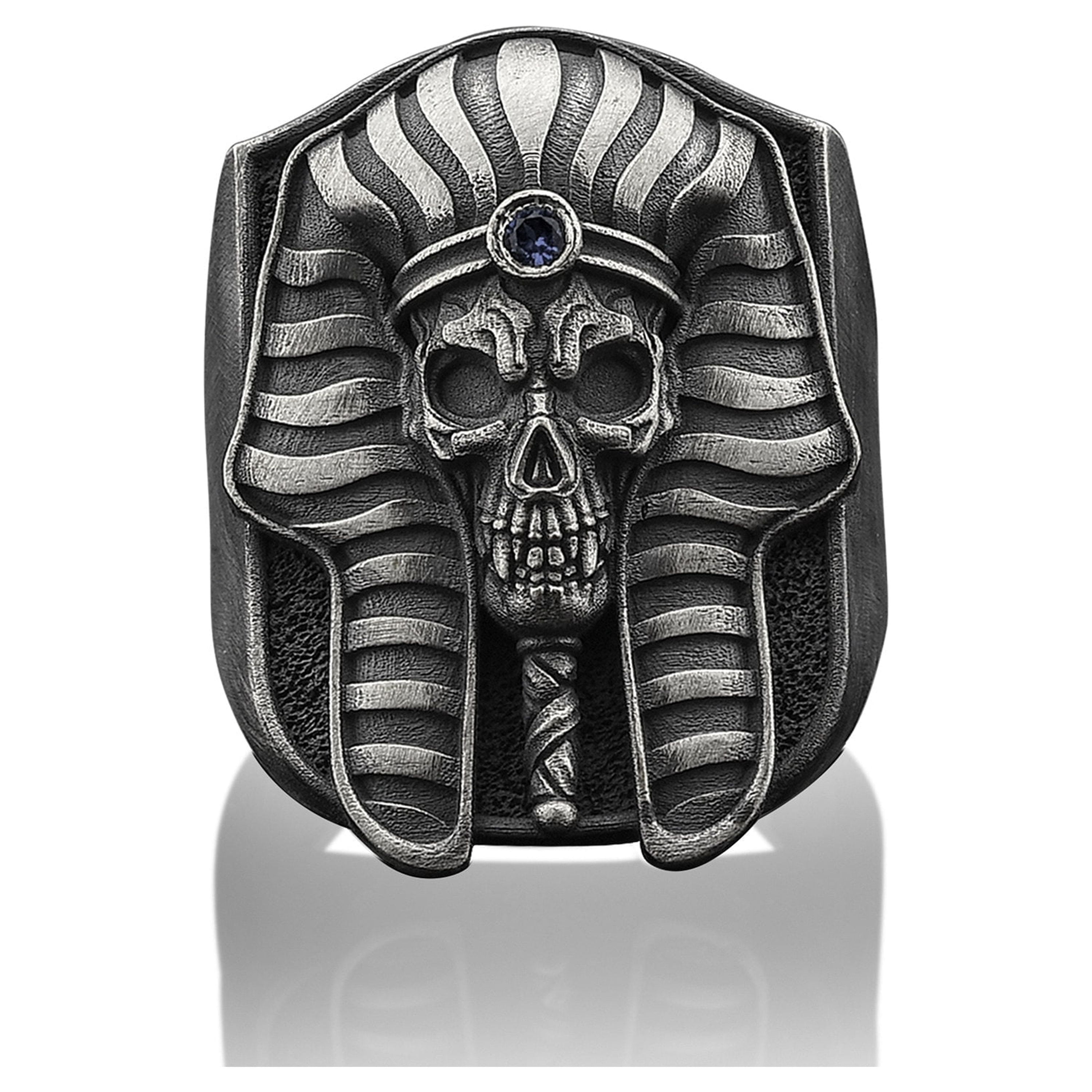 Pharaoh Skull Handmade Silver Signet Ring, Tutankhamun Skull Ancient ...