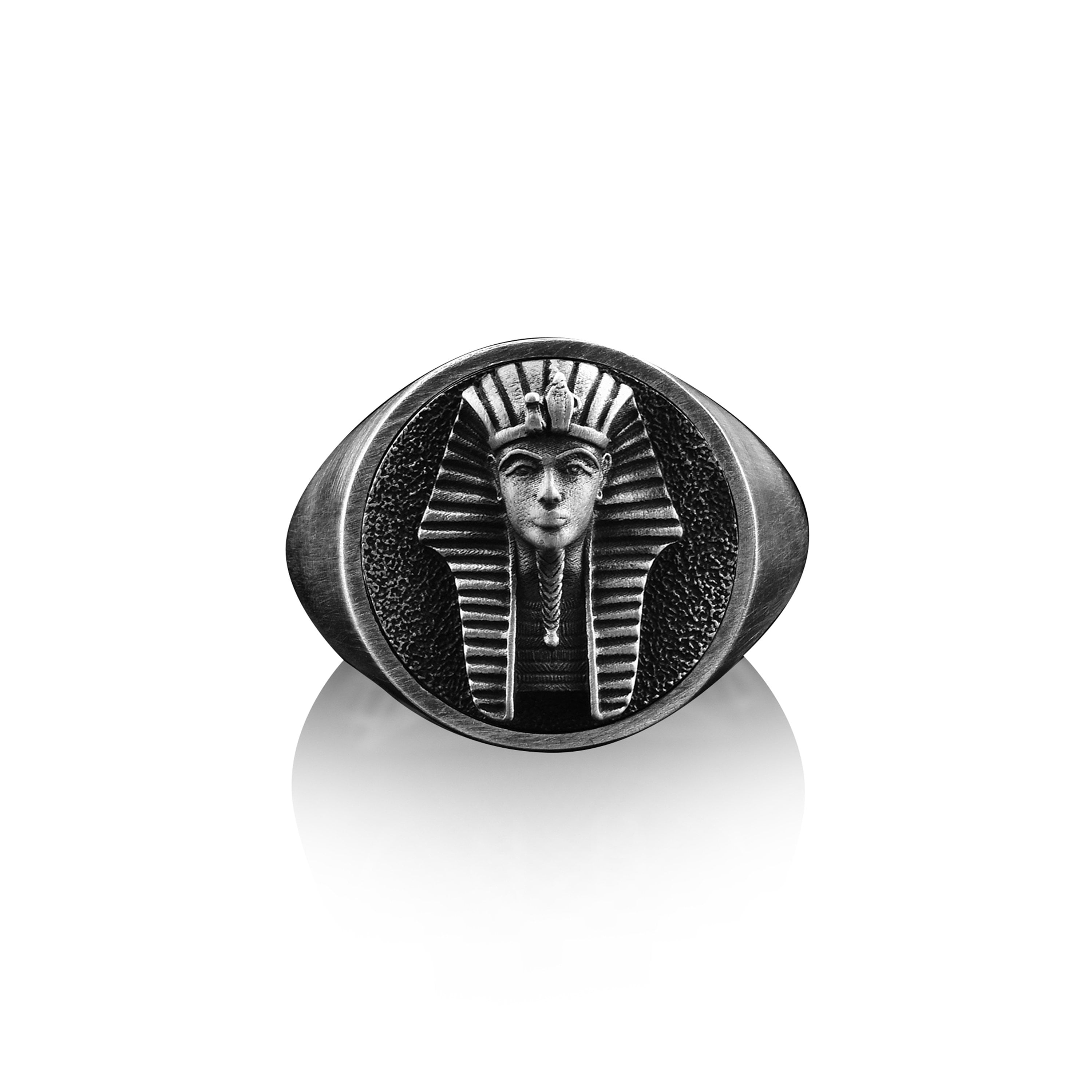 Pharaoh Tutankhamun Handmade Signet Ring, Sterling Silver Pharaoh Pinky ...