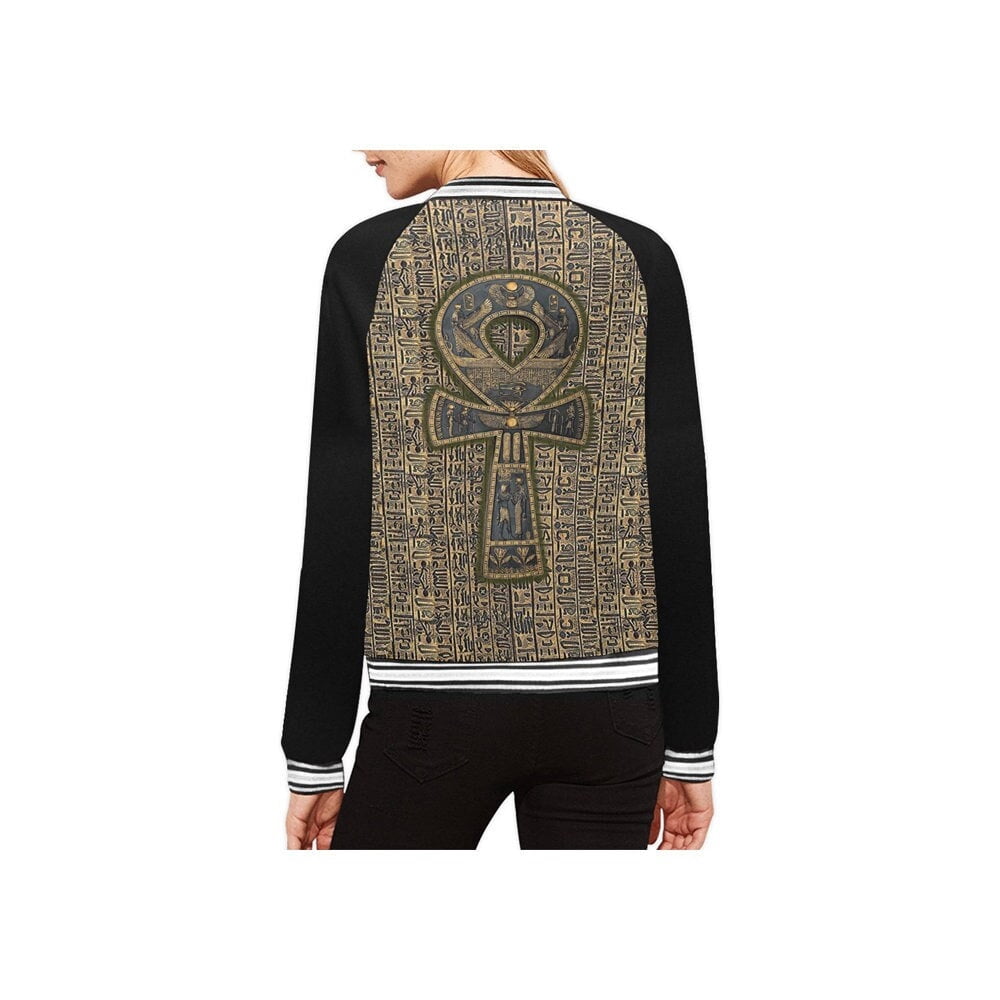 Pharaoh's ANKH - Egyptian Symbol of Life Hieroglyphs Women's Bomber ...