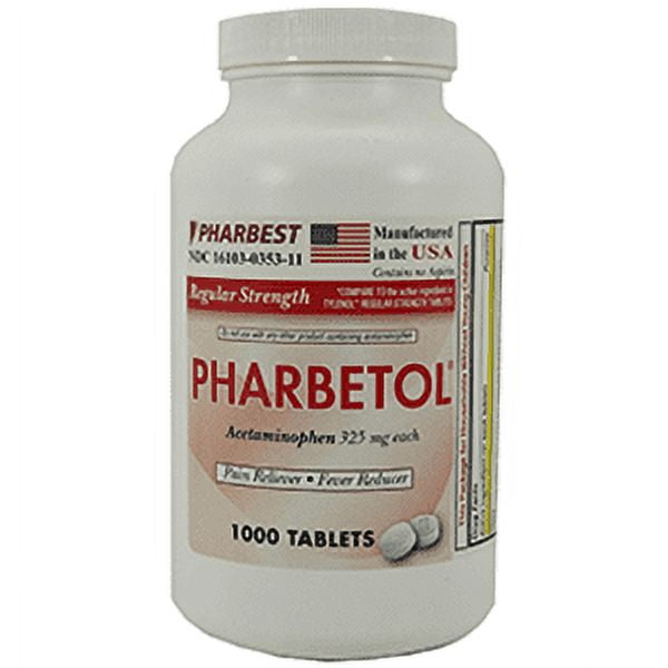 PHB Acetaminophen Tablets, 325 mg, Size: 1000 - Walmart.com