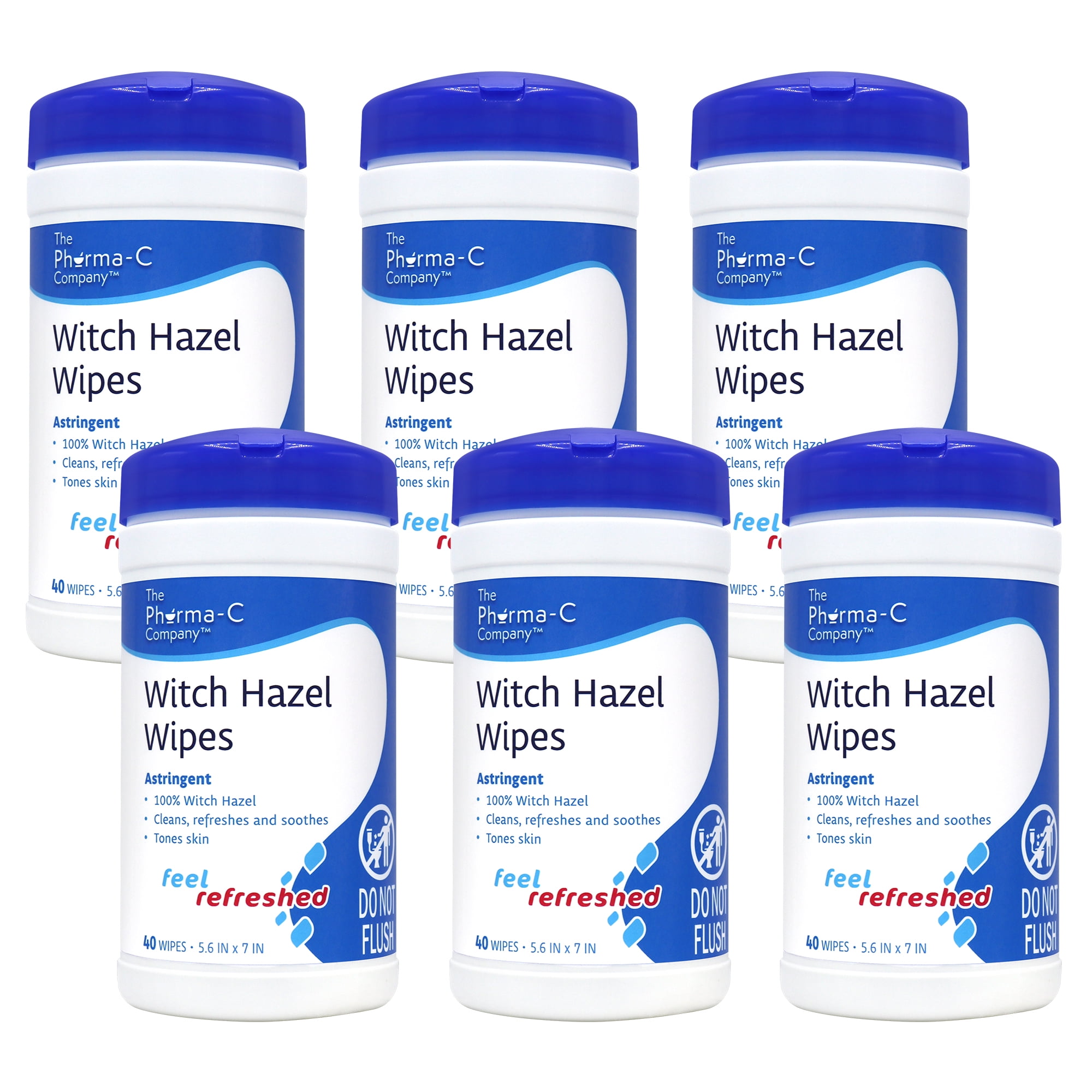 Pharma-C 100% Witch Hazel Face & Body Facial Towelettes [6 Canisters ...