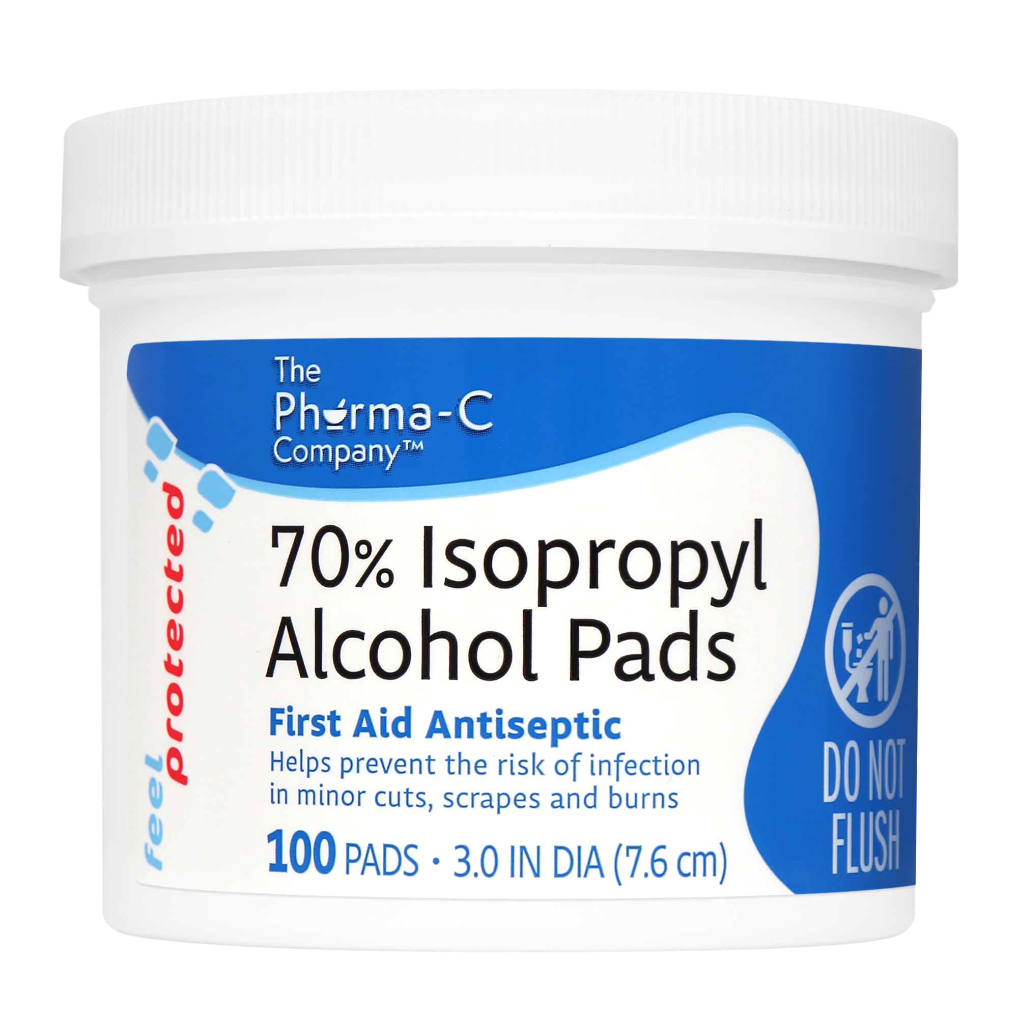 Pharma-C Antiseptic 70% Isopropyl Alcohol Pads, 100 Count, Made in USA ...