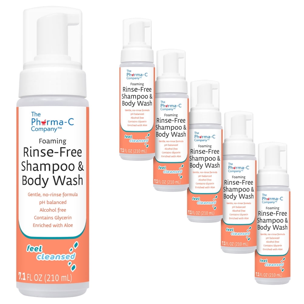 Pharma-C Aloe Body Wash & Foaming Shampoo [6 pack] - No-Rinse, Hospital ...