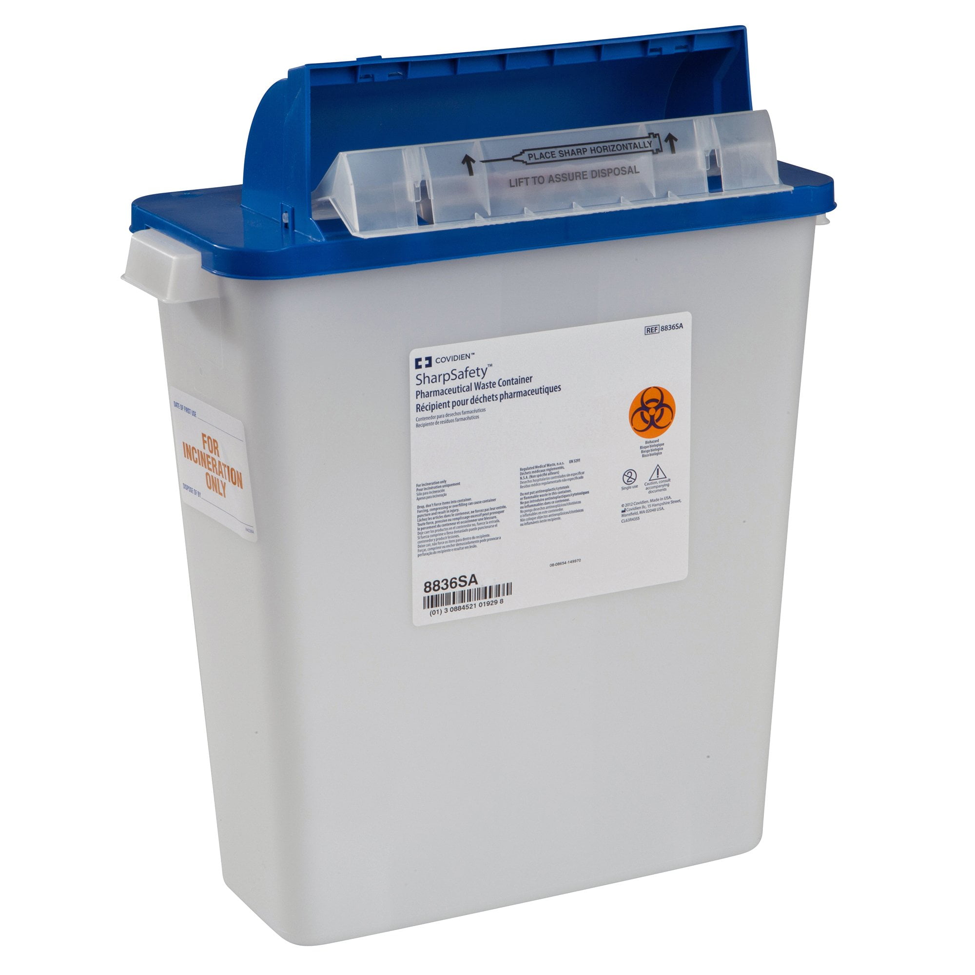 PharmaSafety Pharmaceutical Waste Container 3 gal. Horizontal Entry ...