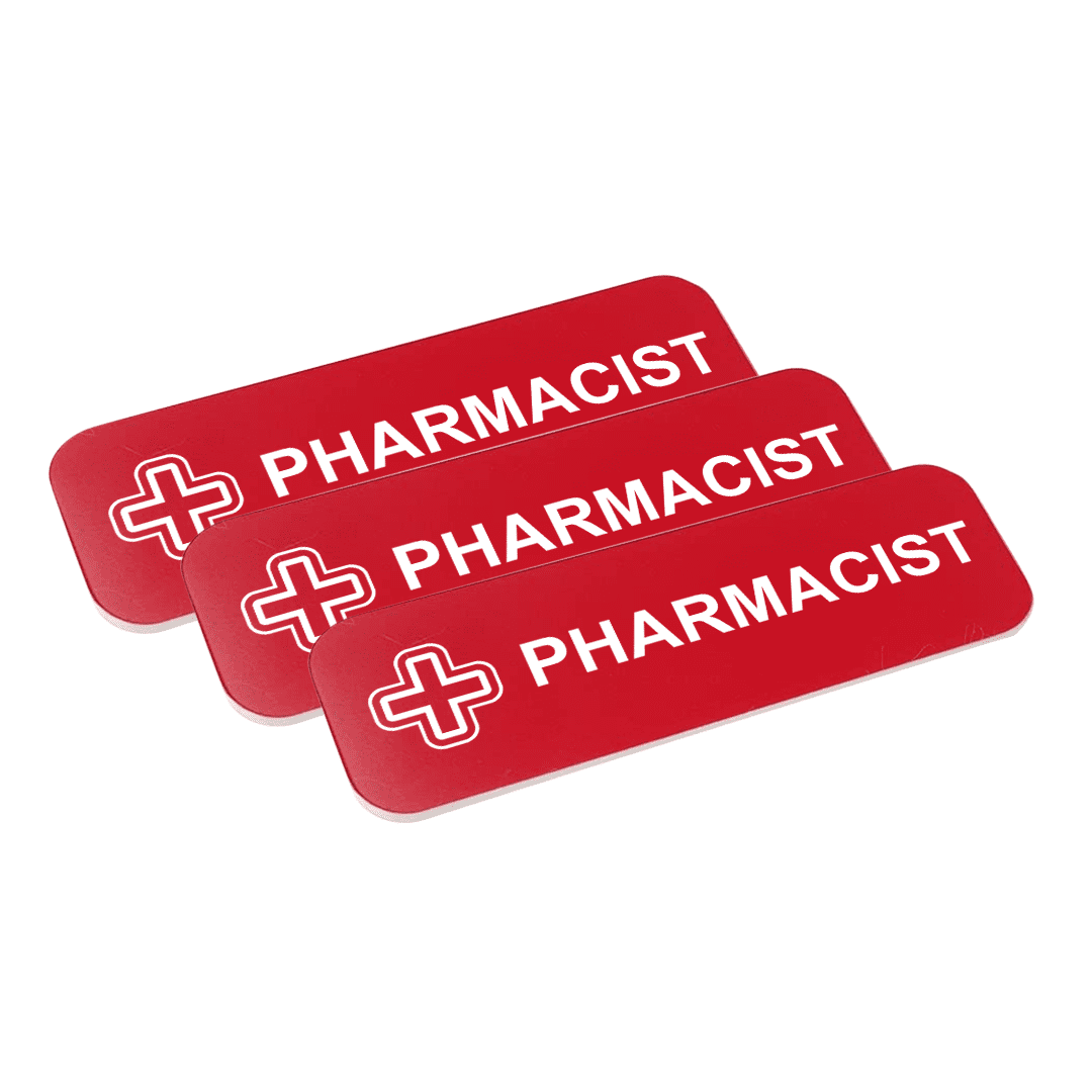 Pharmacist 1 x 3" Name Tag/Badge, Red, (3 Pack) - Walmart.com