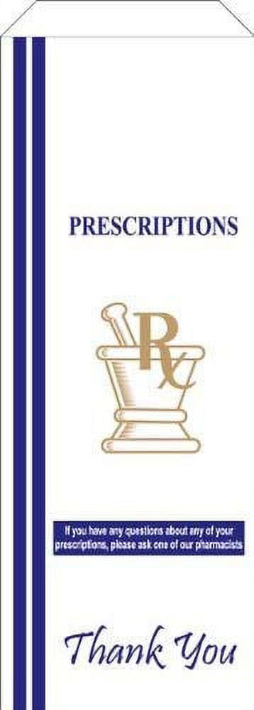 Pharmacy Bags White Paper Lunch Bag- 5 x 2 x 10 inches - Gold and Blue ...