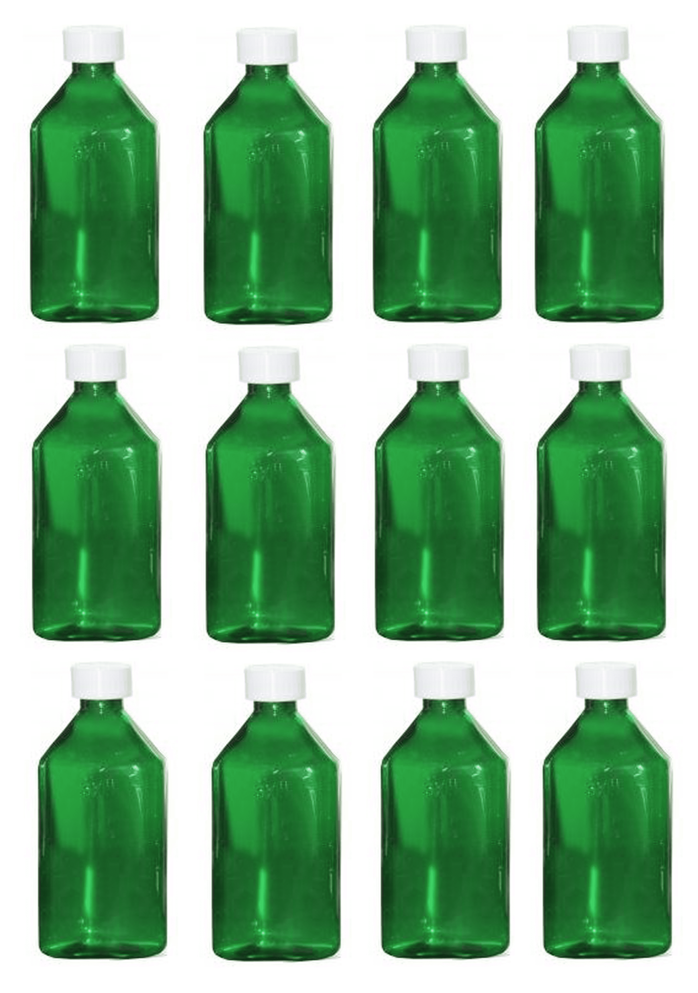 Pharmacy Bottle - Oval Plastic Bottle - 6 oz - Green - Child Resistant ...
