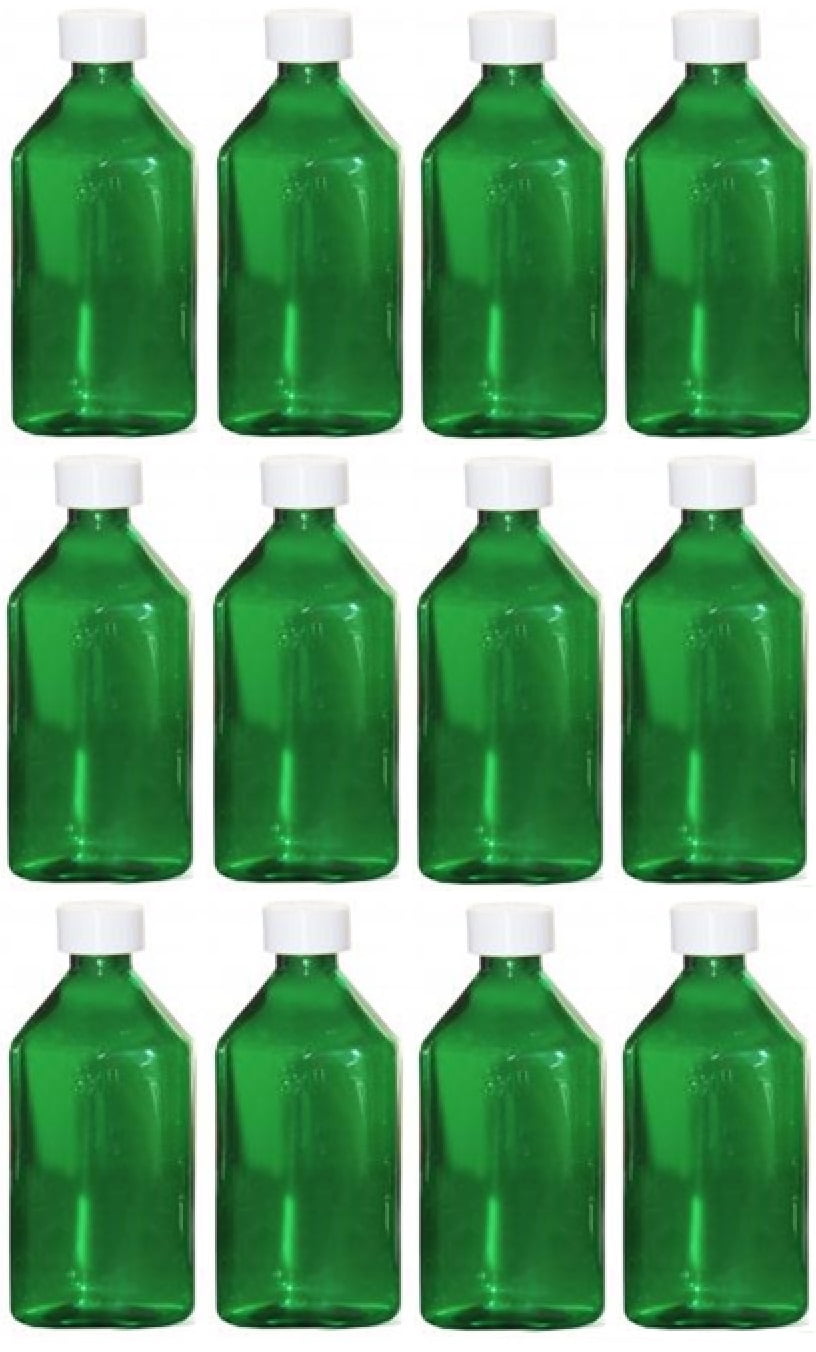 Pharmacy Bottle - Oval Plastic Bottle - 6 oz - Green - Child Resistant ...