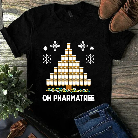 Pharmacy Christmas Tree Medication Pharmacist Fun Gift Tshirt - Walmart.com