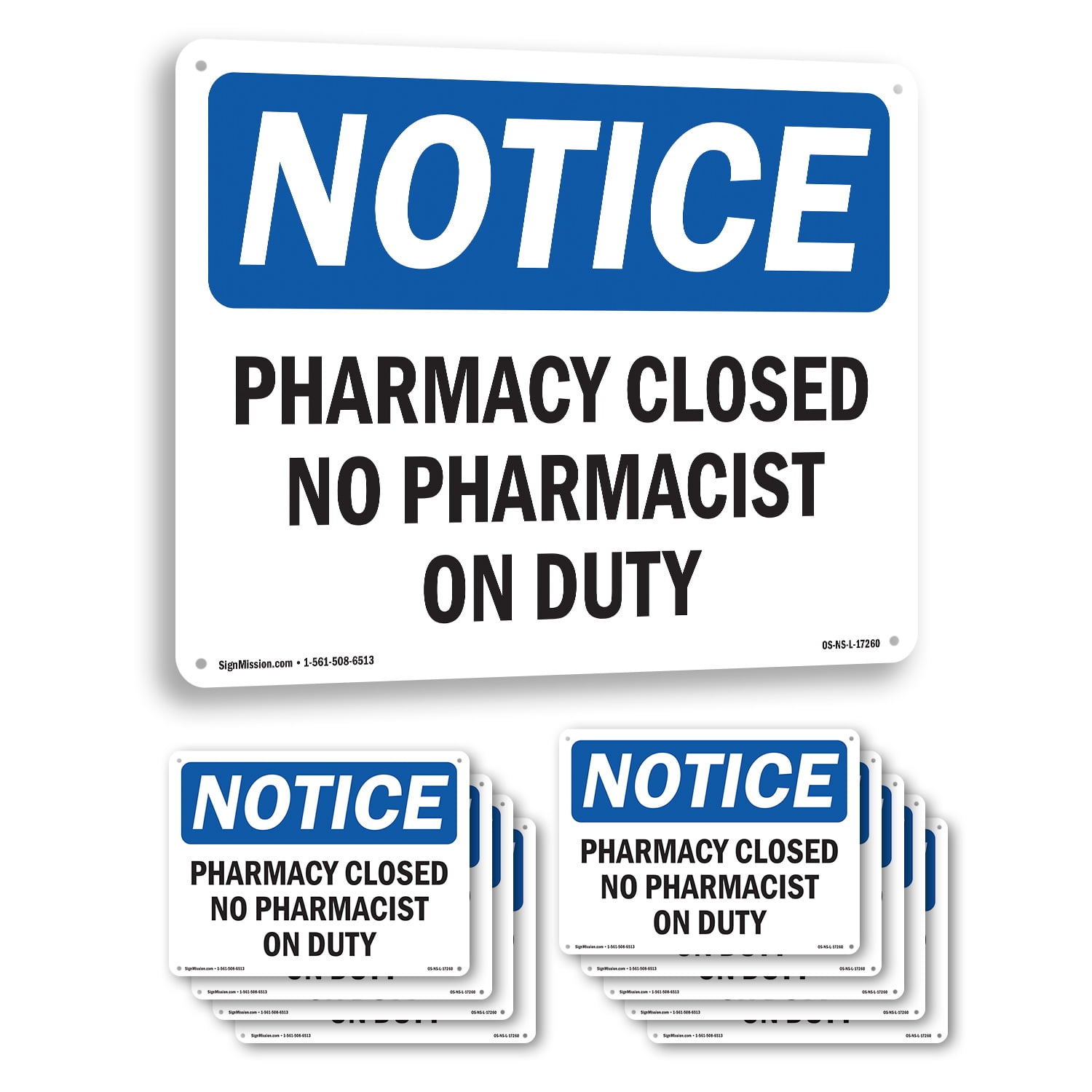 Pharmacy Closed No Pharmacist On Duty OSHA Notice Aluminum Sign 18 Inch ...