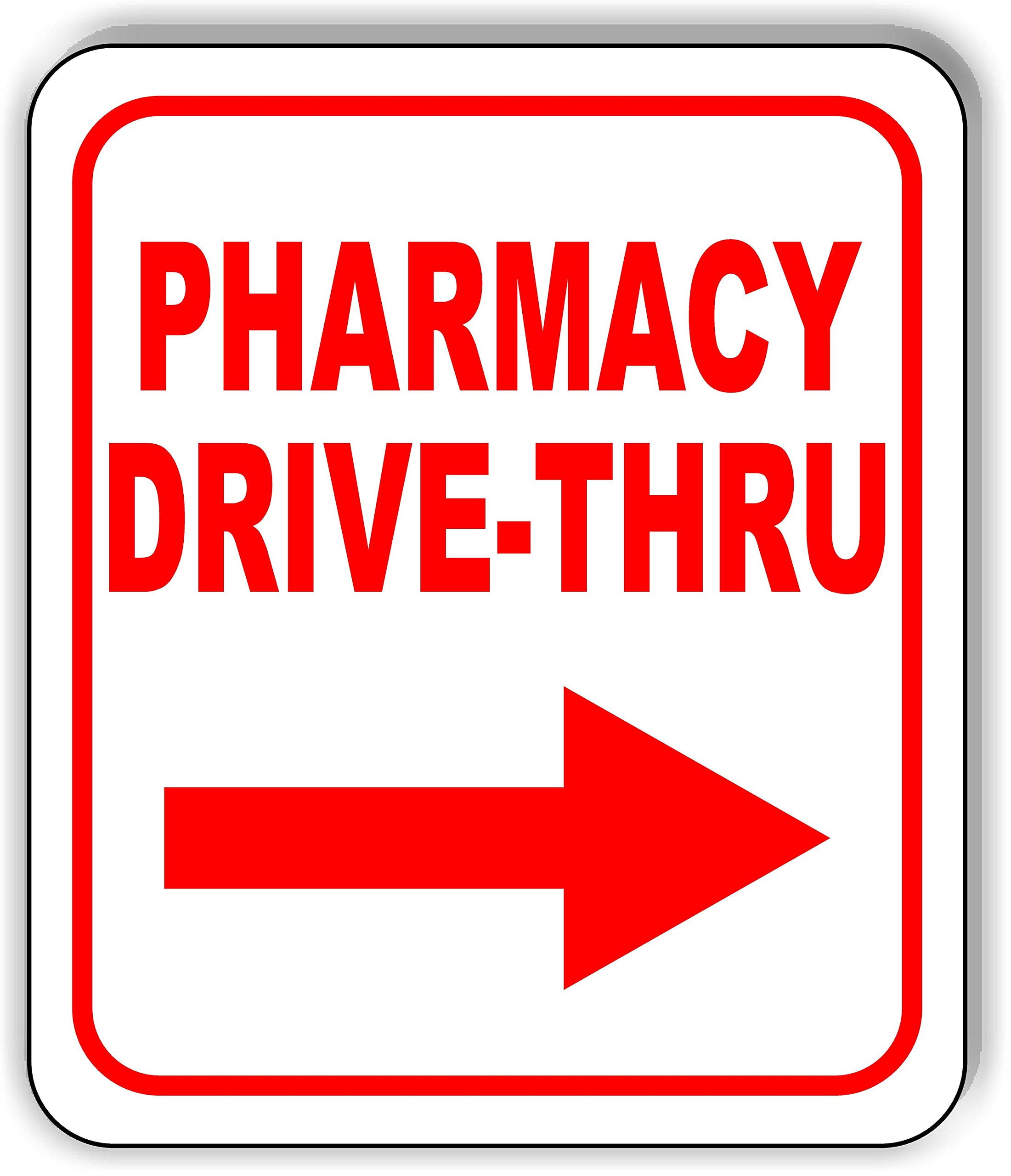 Pharmacy Drive-Thru Right Arrow RED Aluminum Composite Sign - Walmart.com