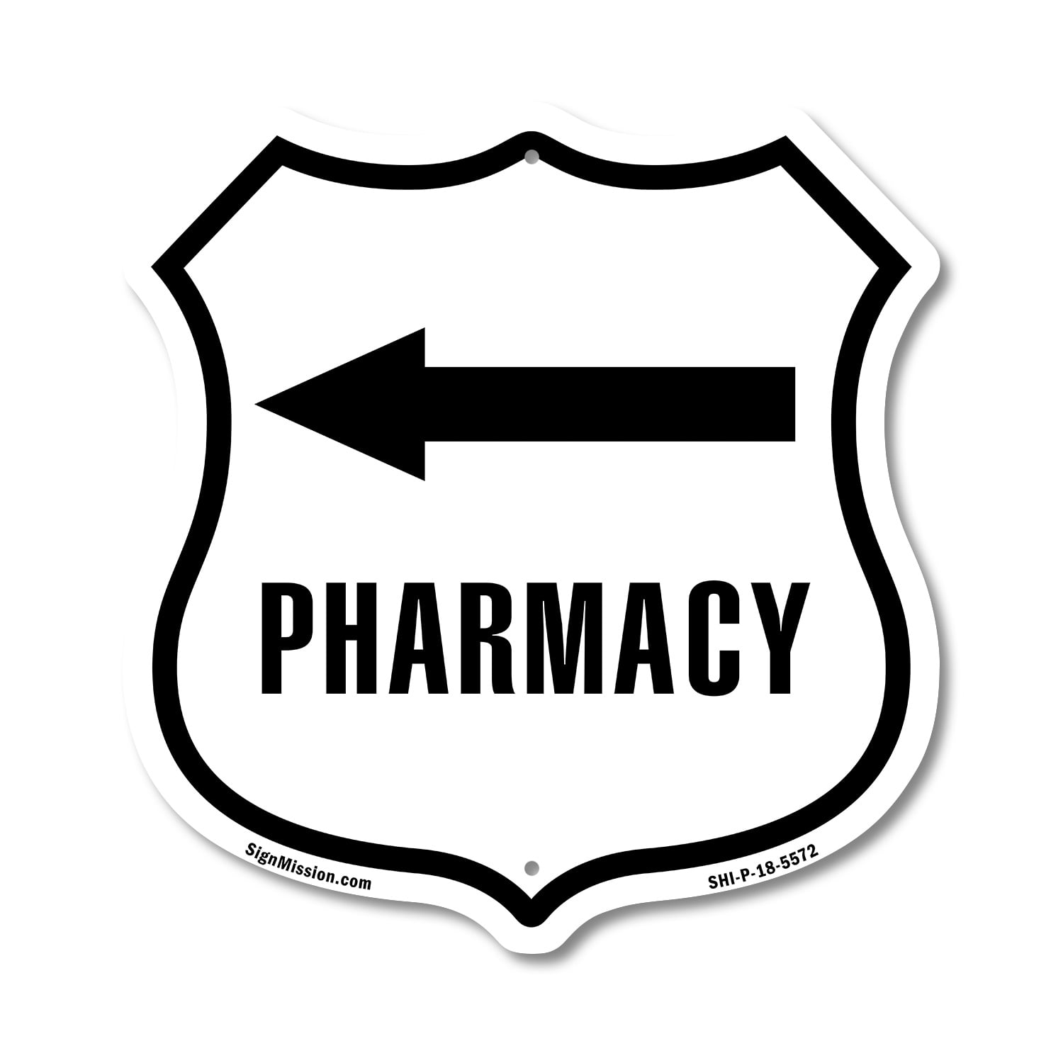 Pharmacy Left (5 Pack) 12 inch X 12 inch Shield-Shaped Rust-Free ...