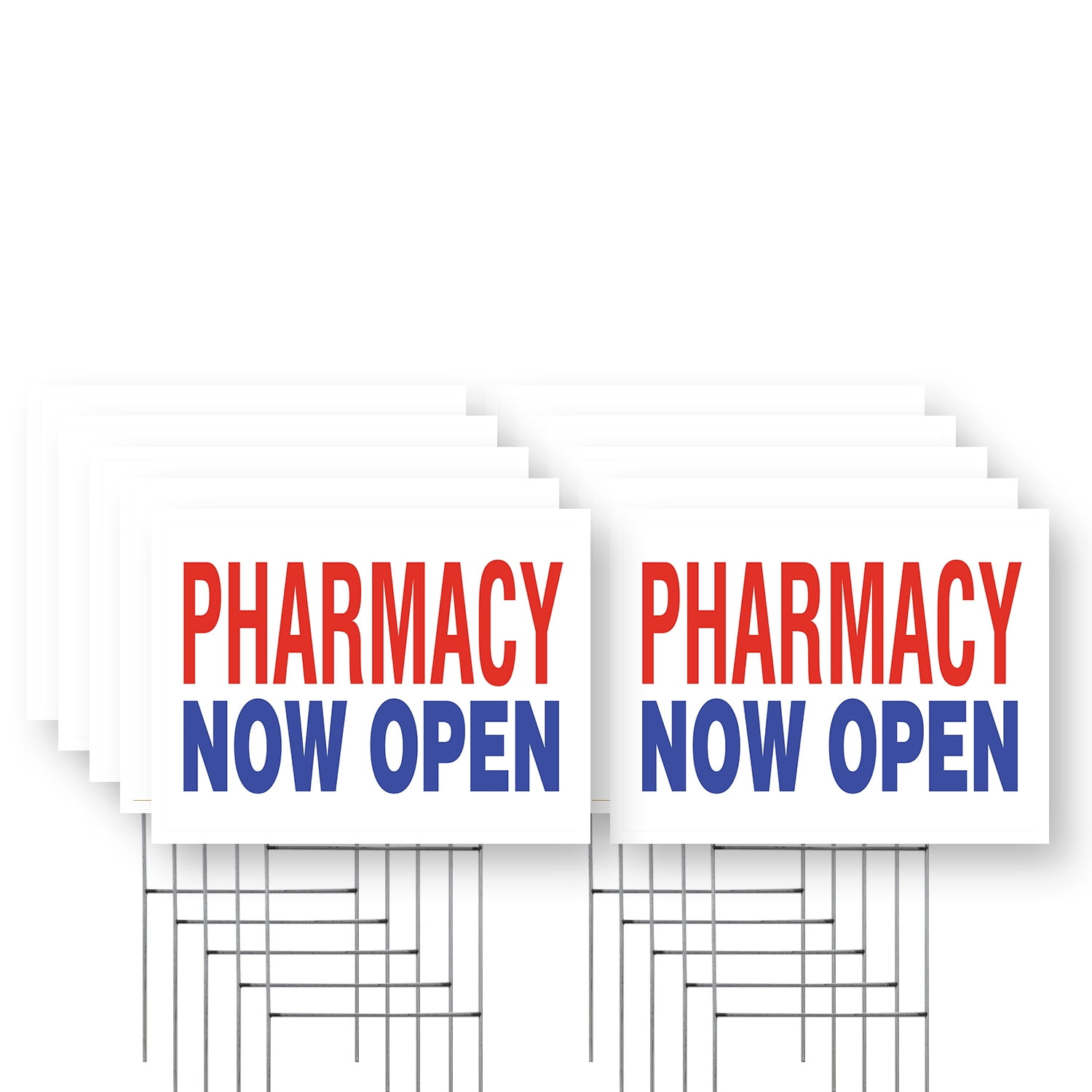 Pharmacy Now Open Yard Sign 10 Pack of 18 Inch x 24 Inch Double Sided ...