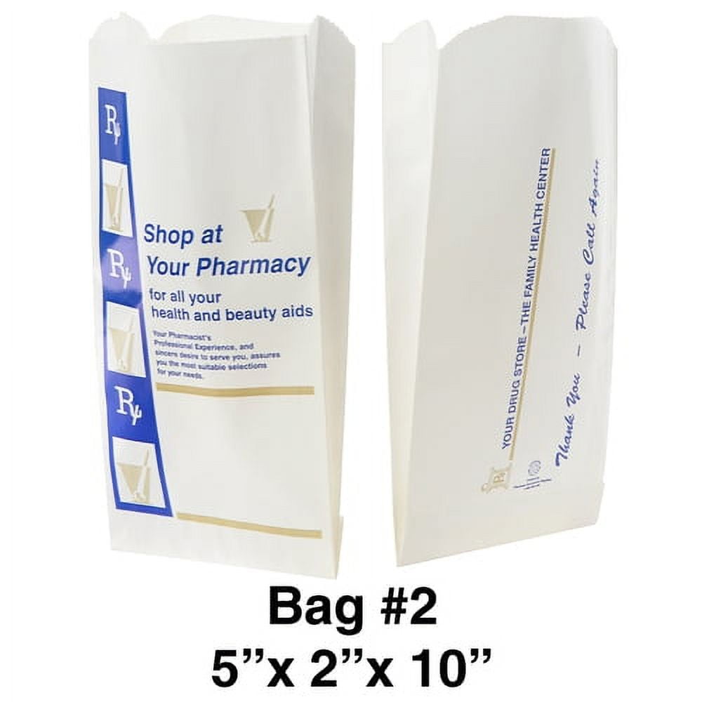 Pharmacy Prescription Grocery Bags White Gold and Blue Color (Rx Bag ...