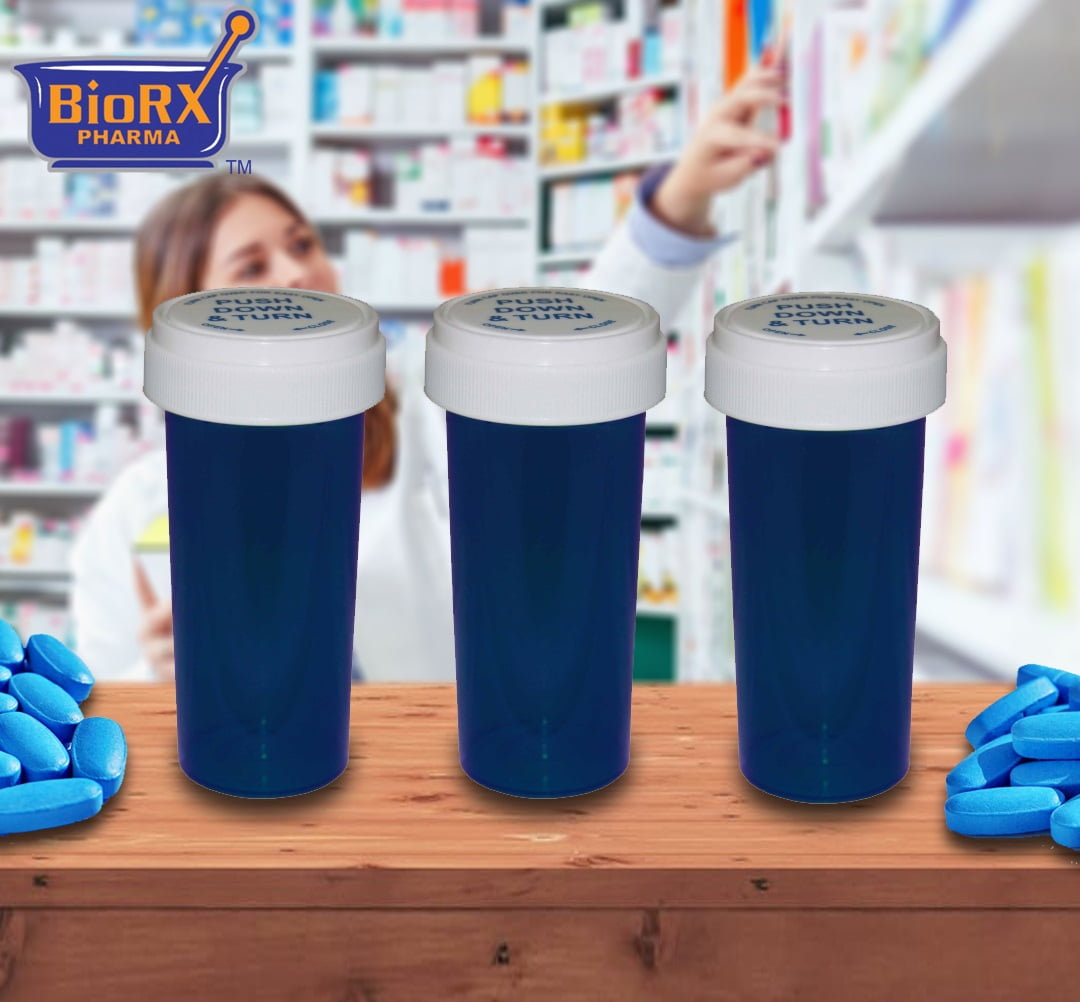 Pharmacy Prescription Vials, Blue Child Resistant Medicine Bottle, 13 ...