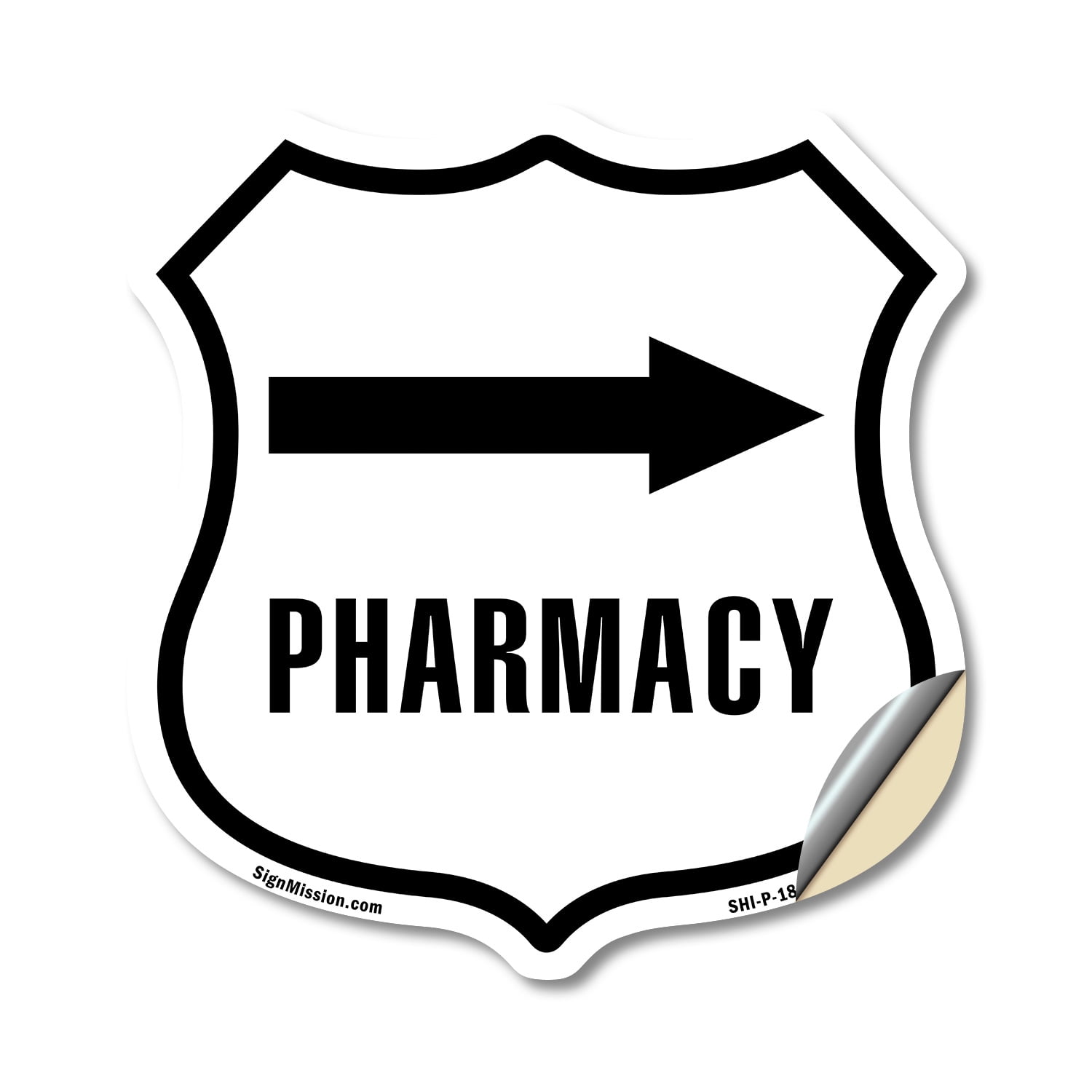 Pharmacy Right 12 inch X 12 inch Shield Shaped Heavy Duty 3.2 mil Vinyl ...