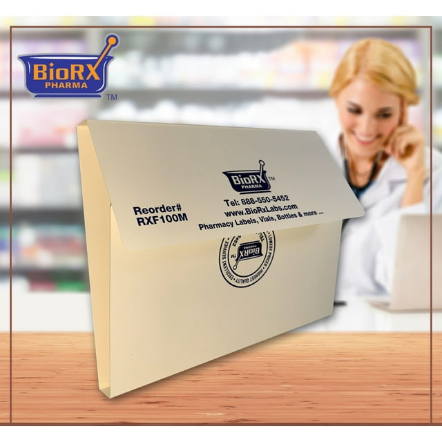 Pharmacy Rx Folder with 1-inch Spine - Color: Manila (PACK OF 100 ...