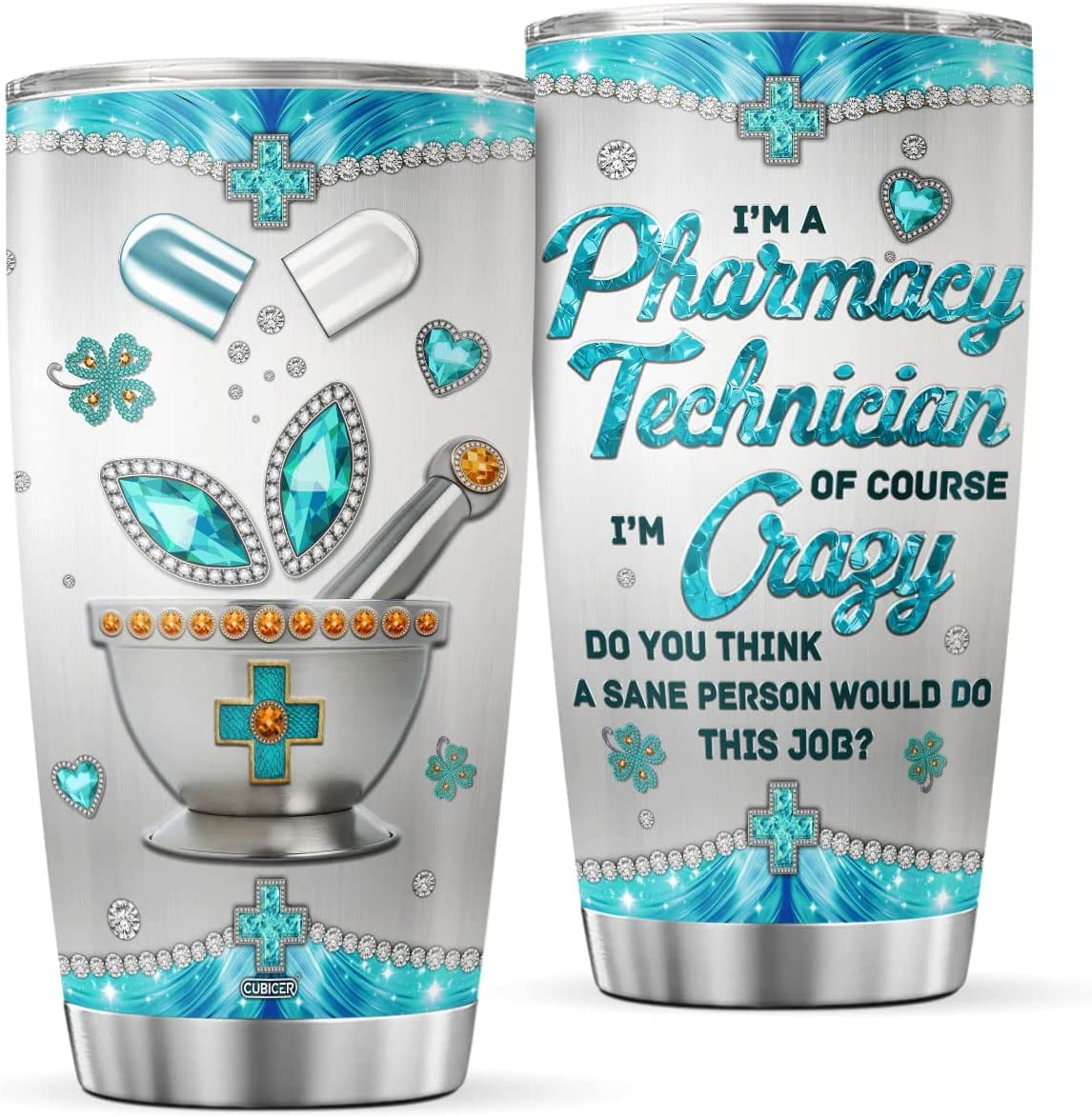 Pharmacy Technician Coffee Tumbler 20 Oz Double Walled Stainless Steel ...