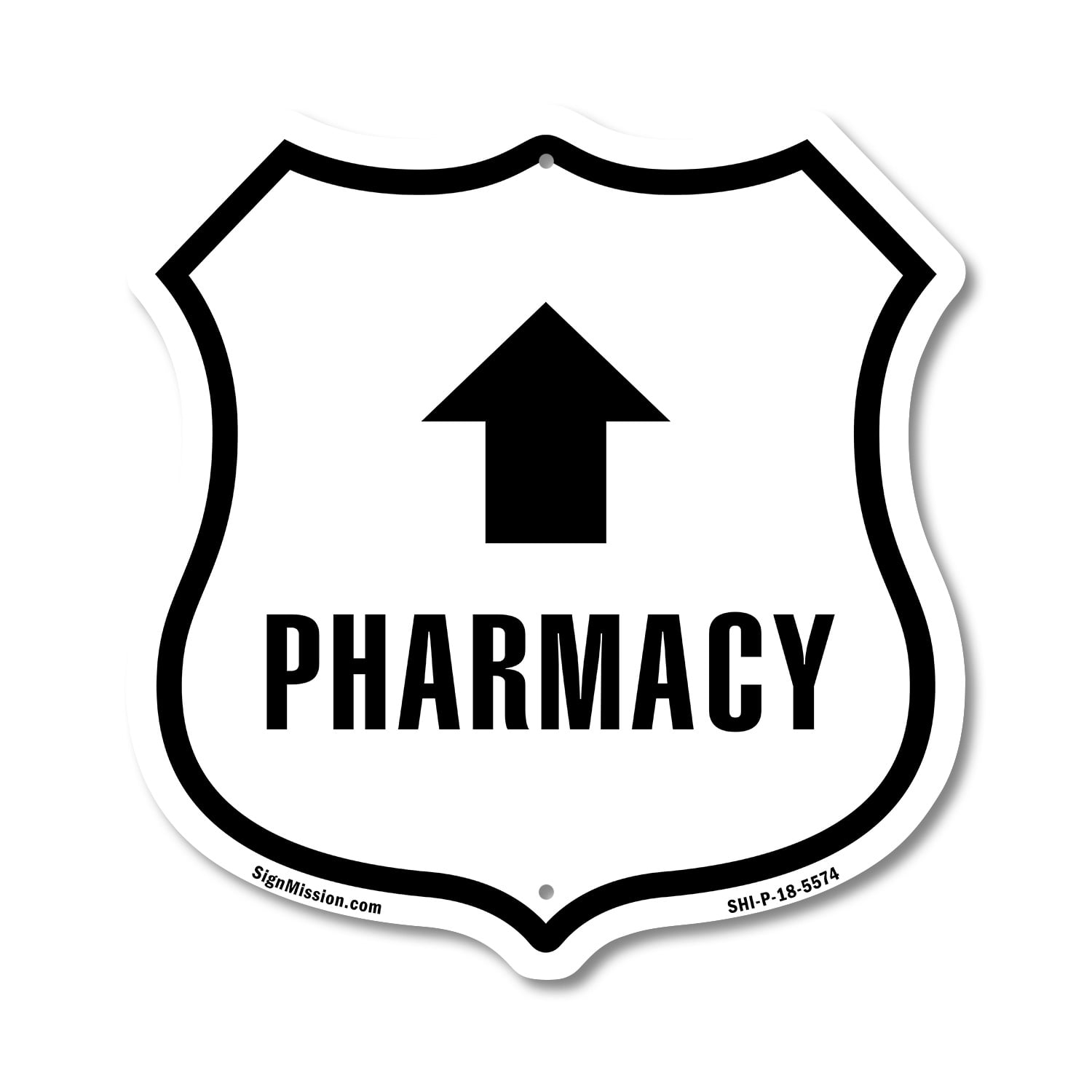 Pharmacy Up (2 Pack) 12 inch X 12 inch Shield-Shaped Rust-Free Aluminum ...