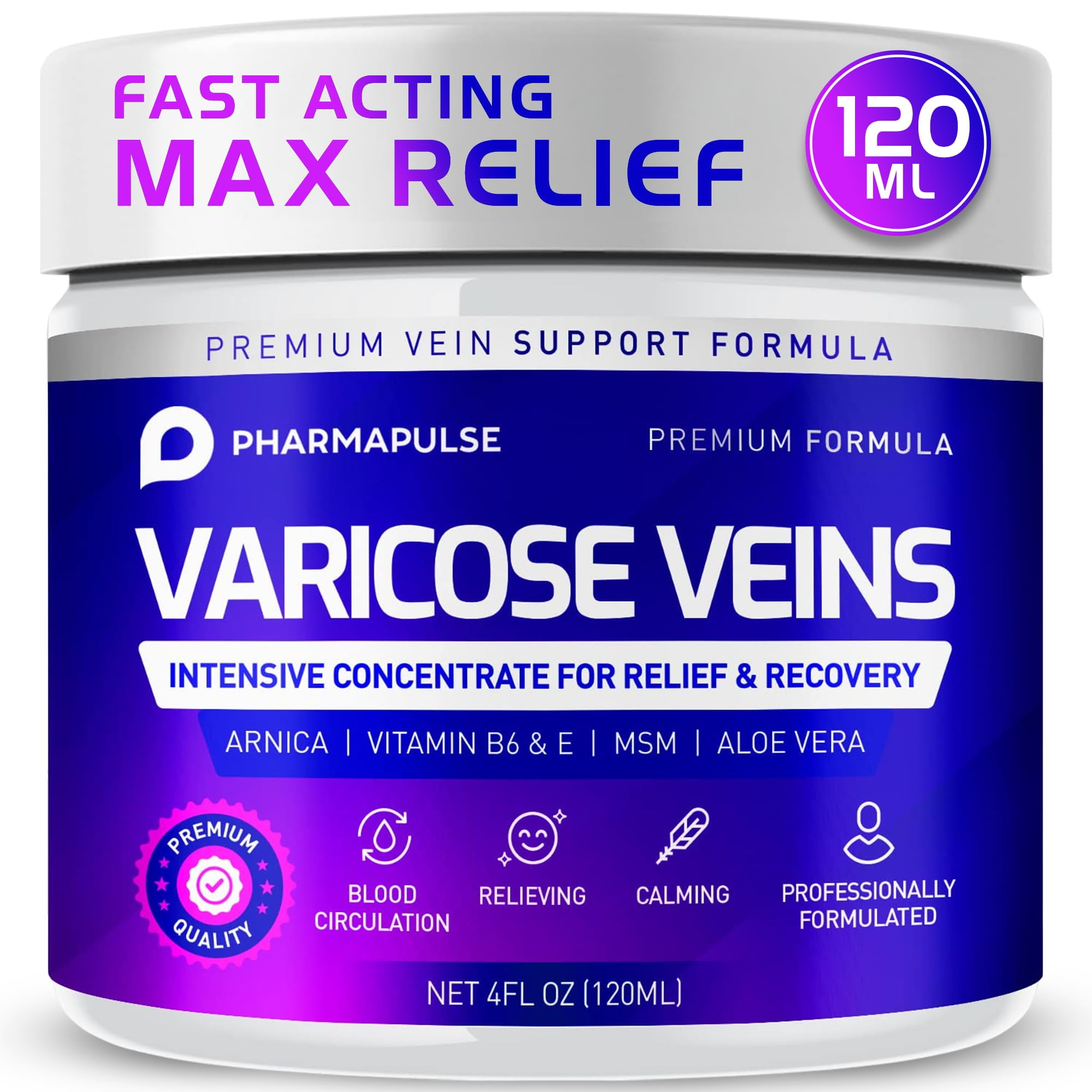 Pharmapulse Varicose & Spider IRF13 Veins Soothing Leg Cream - Relaxing Leg Cream Formula - Fast ...