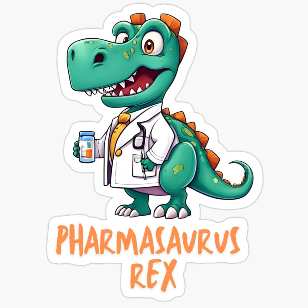 Pharmasaurus Rex Sticker Phone Decal Water Bottle Stickers Car Decals ...