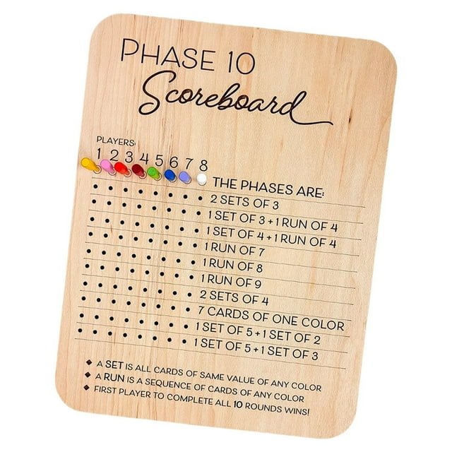 Phase 10 Score Board, 2025 New Wooden Phase 10 Scoreboard with 8 ...
