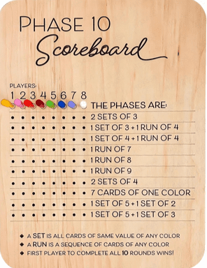 Phase 10 Score Board,Wooden Phase Ten Scorecard and Round Tracker,Wood ...
