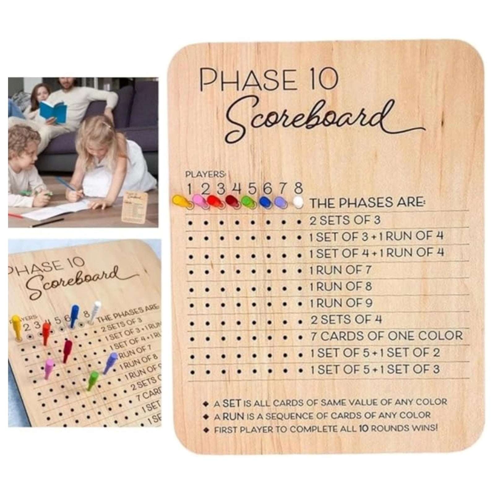 Phase 10 Scoreboard, 2025 New Wooden Phase Ten Score Board and Round ...