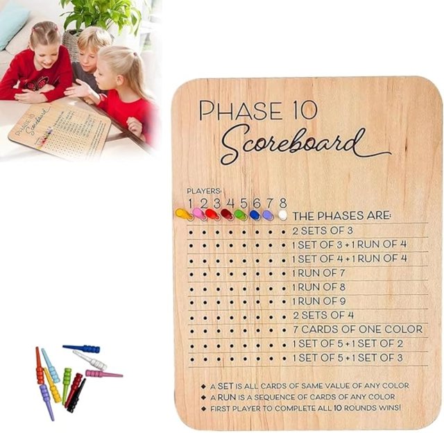 Phase 10 Scoreboard, Phase 10 Score Sheets with 8 Colored Pegs, 2025 ...